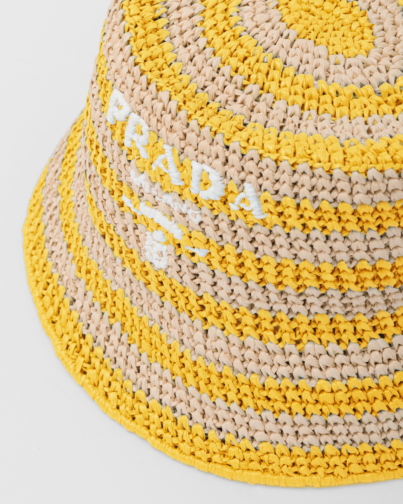 Chapéu Bucket Em Ráfia Bege/amarelo | PRADA