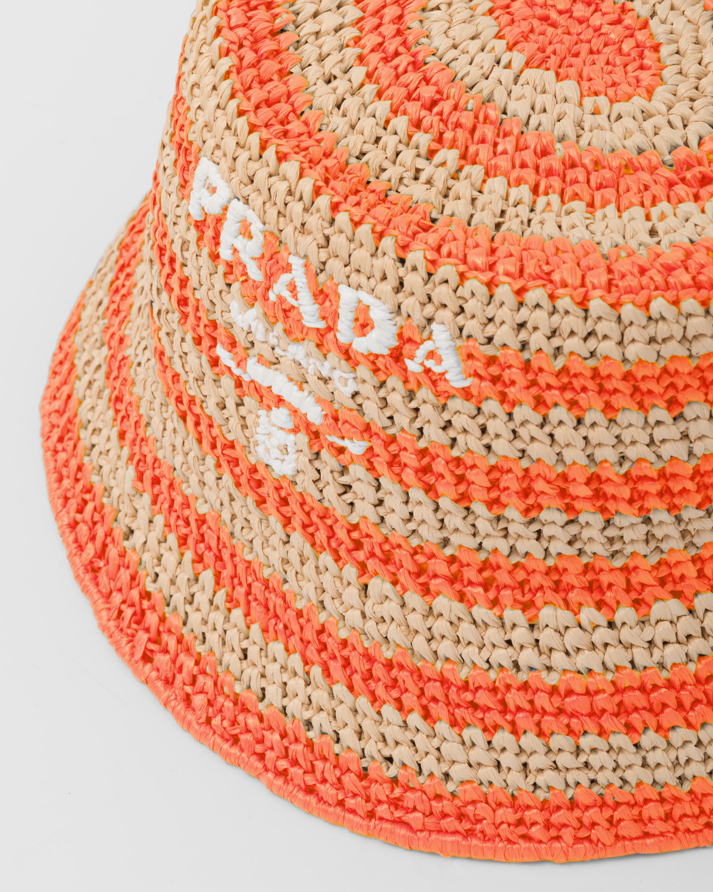 Natural/orange Raffia bucket hat | Prada