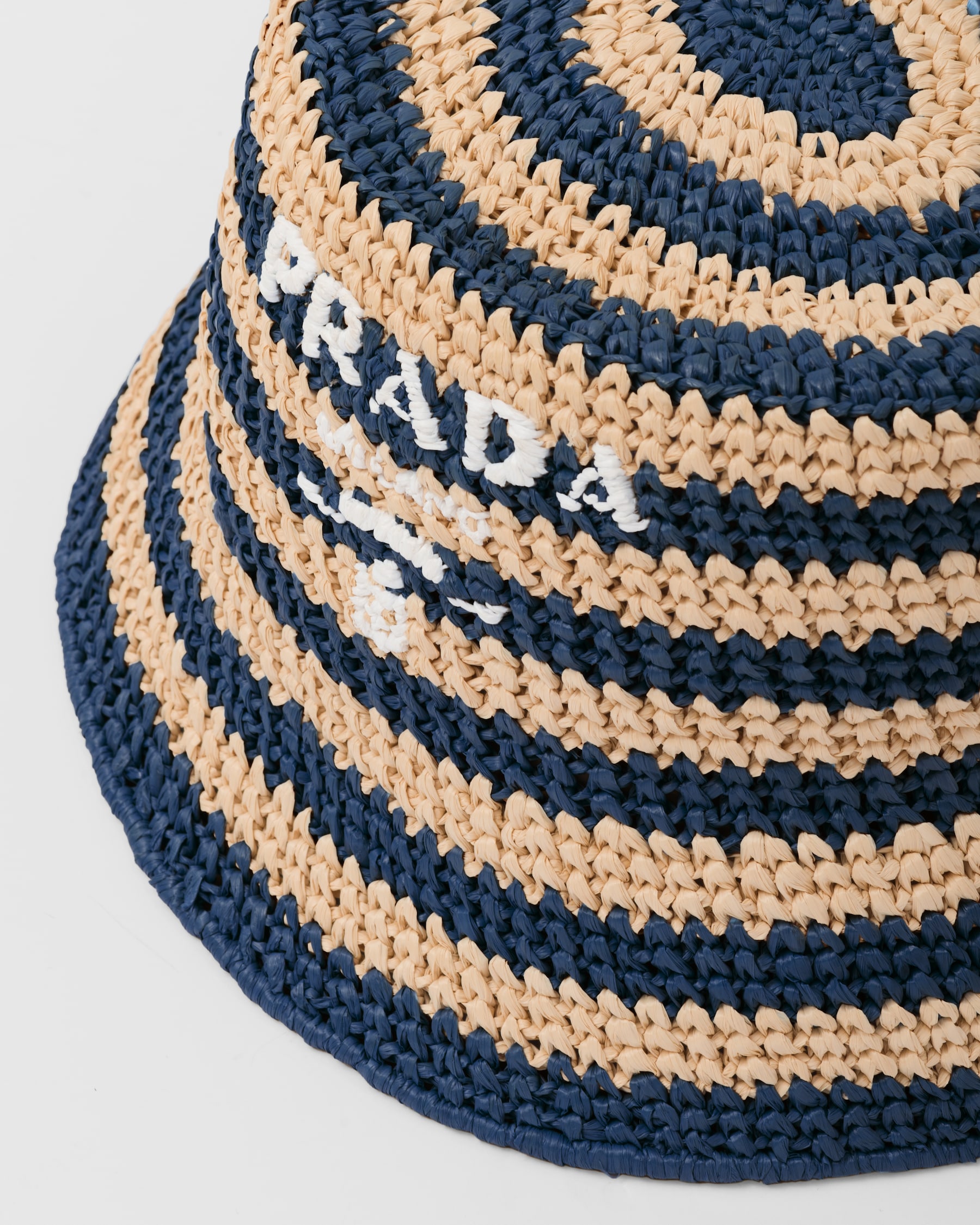 Beige/baltic Blue Crochet Bucket Hat | PRADA