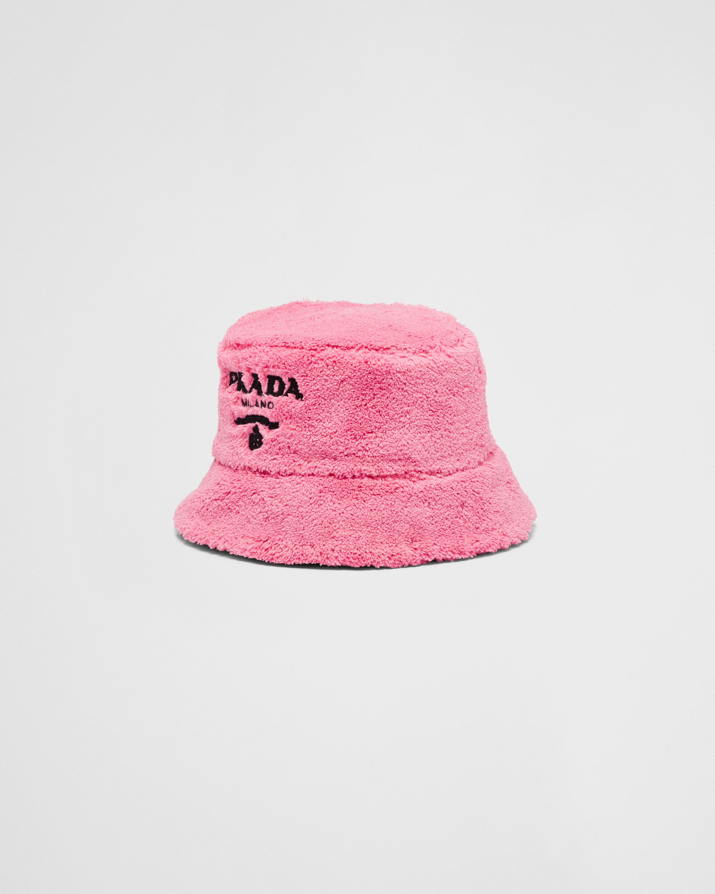 Petal Pink/black Terrycloth Bucket Hat | PRADA