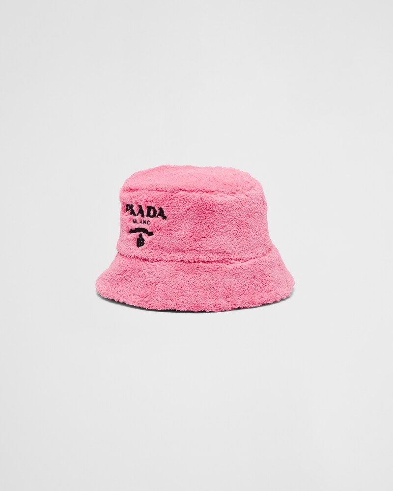 Petal Pink/black Terrycloth Bucket Hat | PRADA