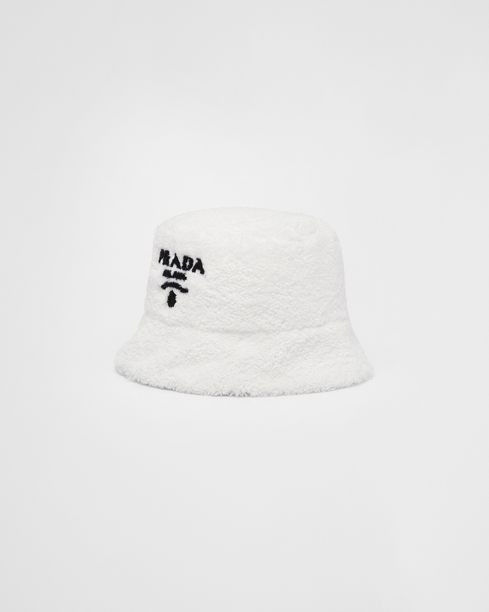 Chapéu Bucket Em Tecido Atoalhado Branco/preto | PRADA