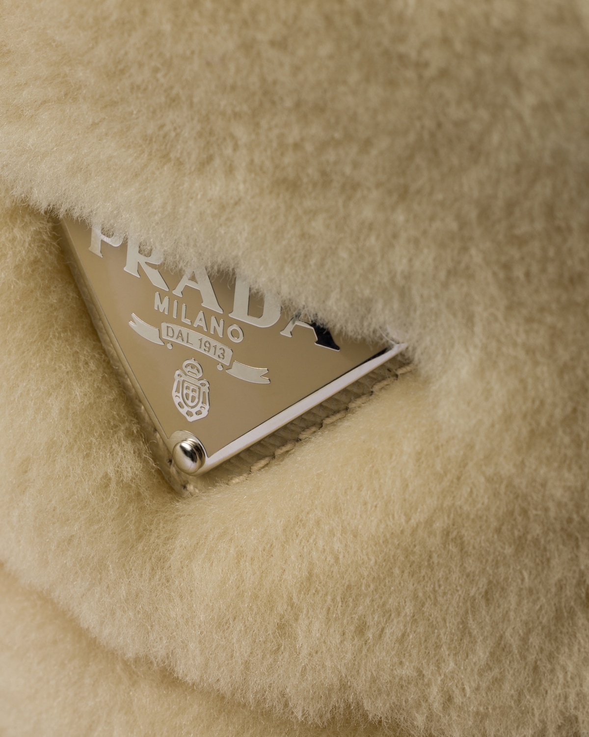 Ecru Shearling Bucket Hat | PRADA