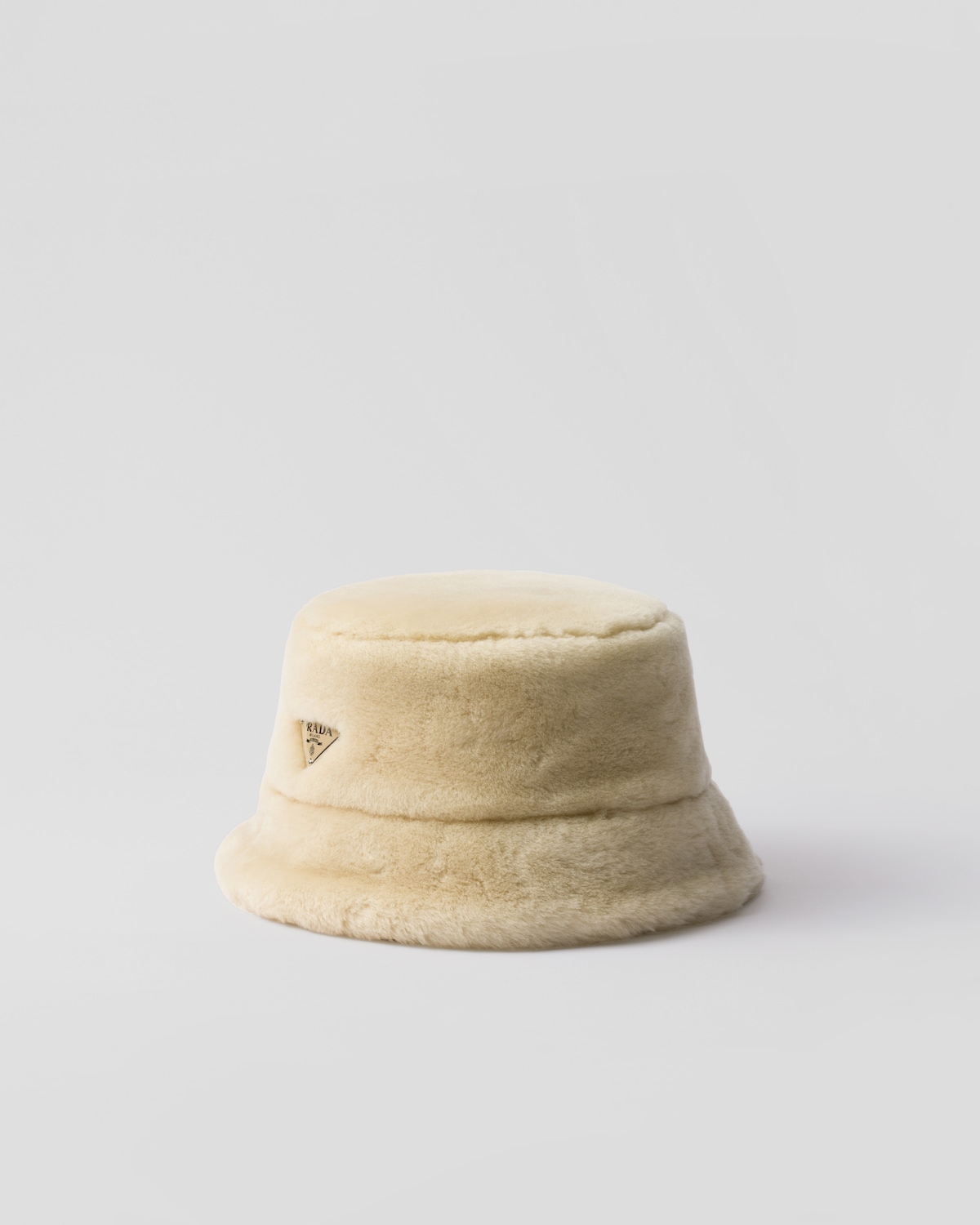 Ecru Shearling Bucket Hat | PRADA
