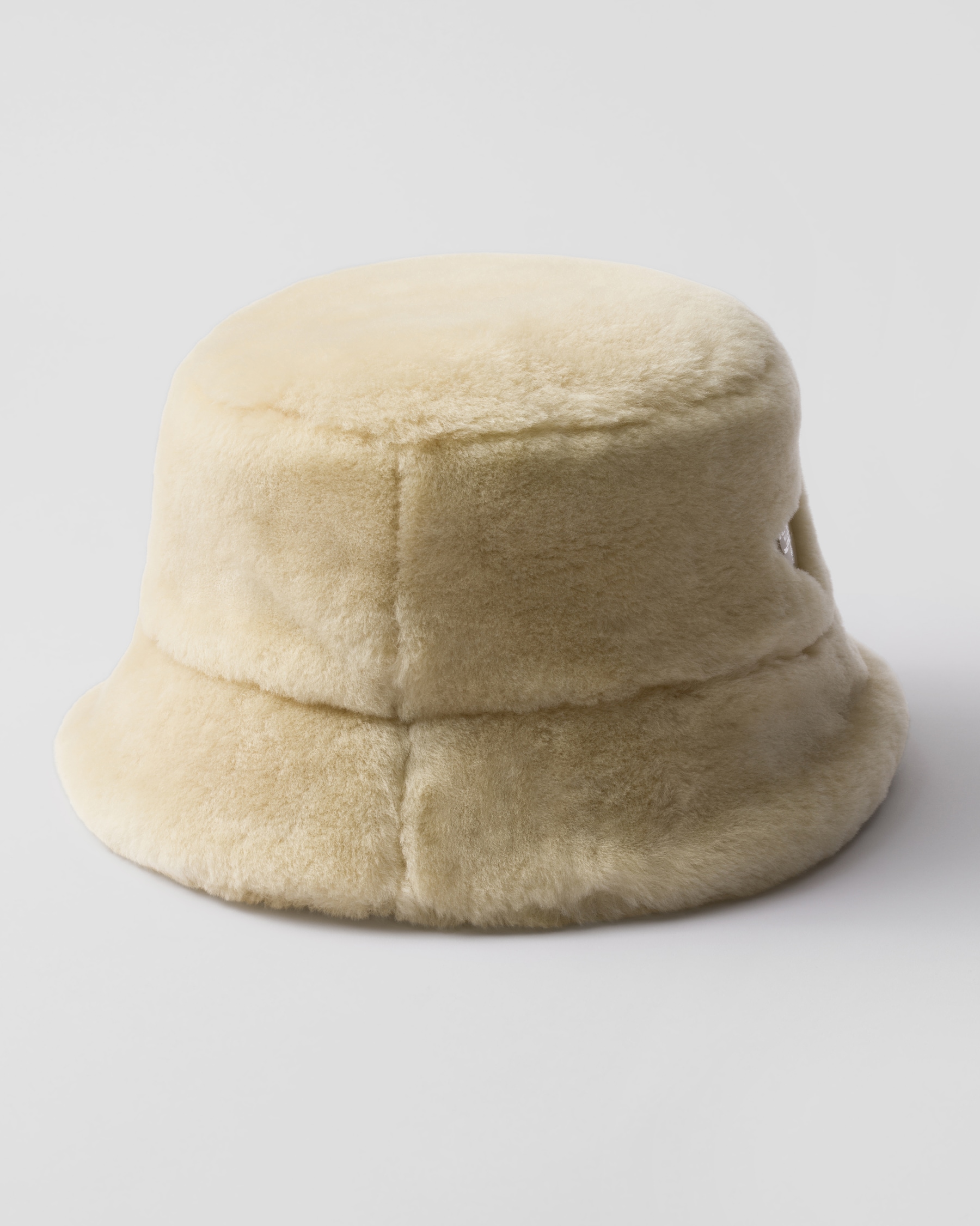 Ecru Shearling Bucket Hat | PRADA