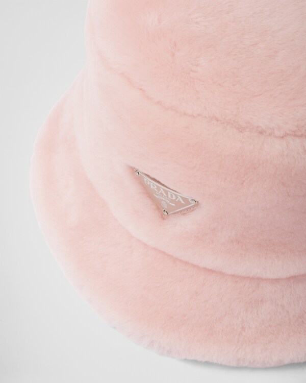 Orchid Pink Shearling Bucket Hat | PRADA