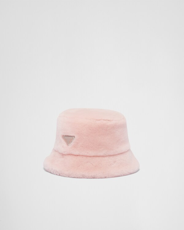 Orchid Pink Shearling Bucket Hat | PRADA