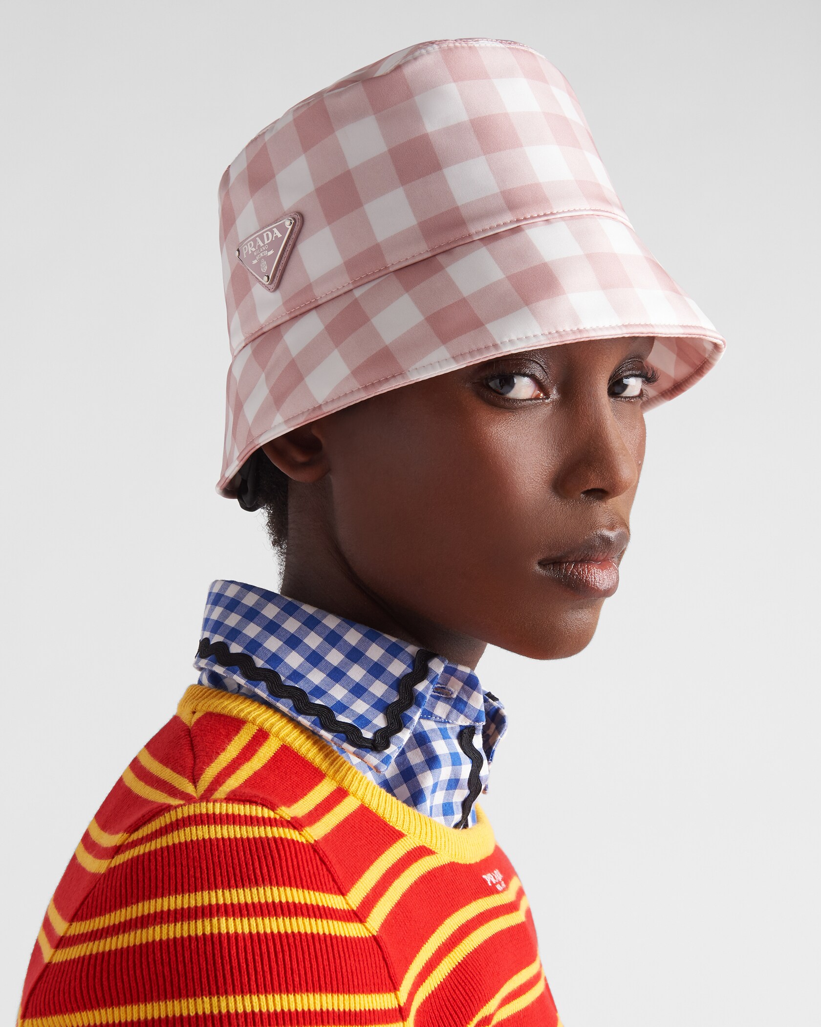 Alabaster Pink Printed Re-nylon Bucket Hat | PRADA