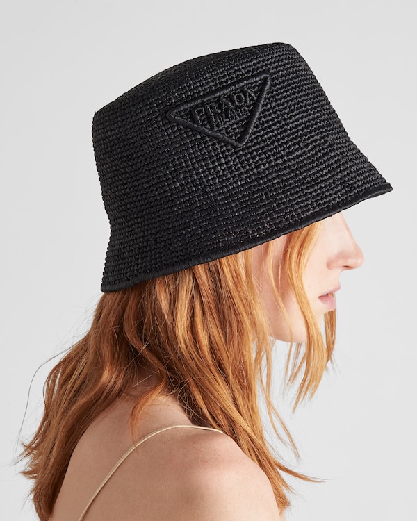 Black Crochet Bucket Hat | PRADA
