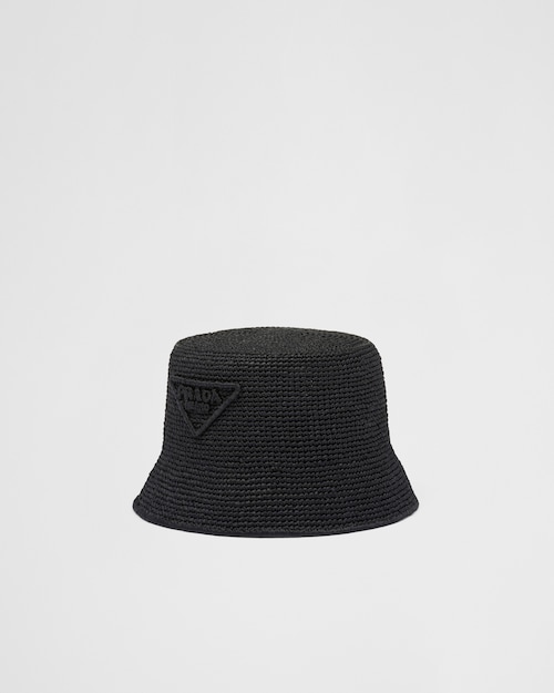 Cappello da pescatore in tessuto intrecciato Nero | Prada