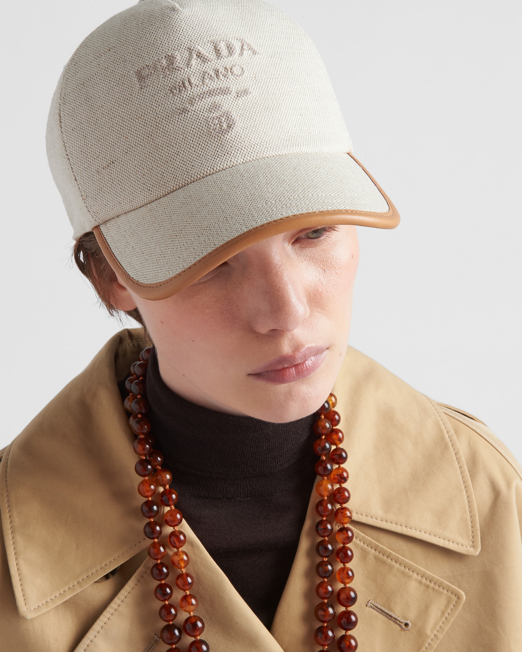 Natural Linen Blend Baseball Cap | PRADA