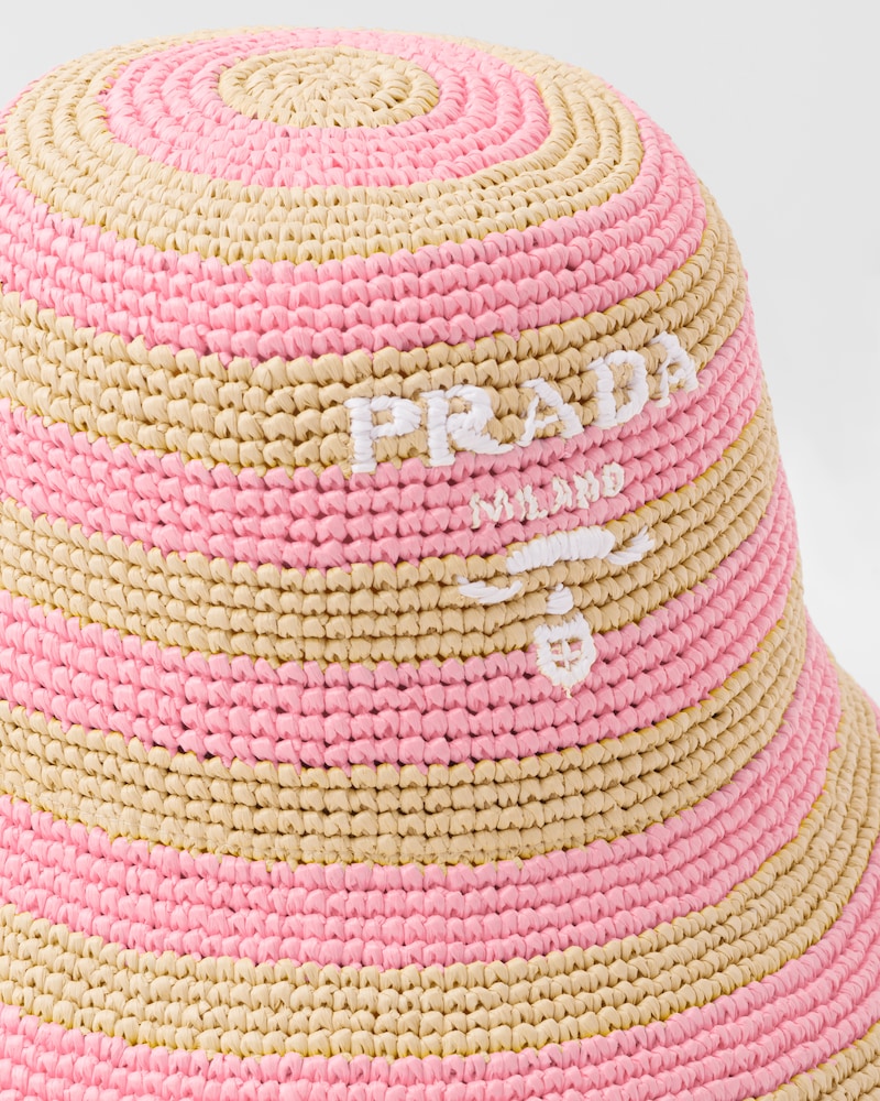 Tan/petal Pink Crochet Bucket Hat | PRADA