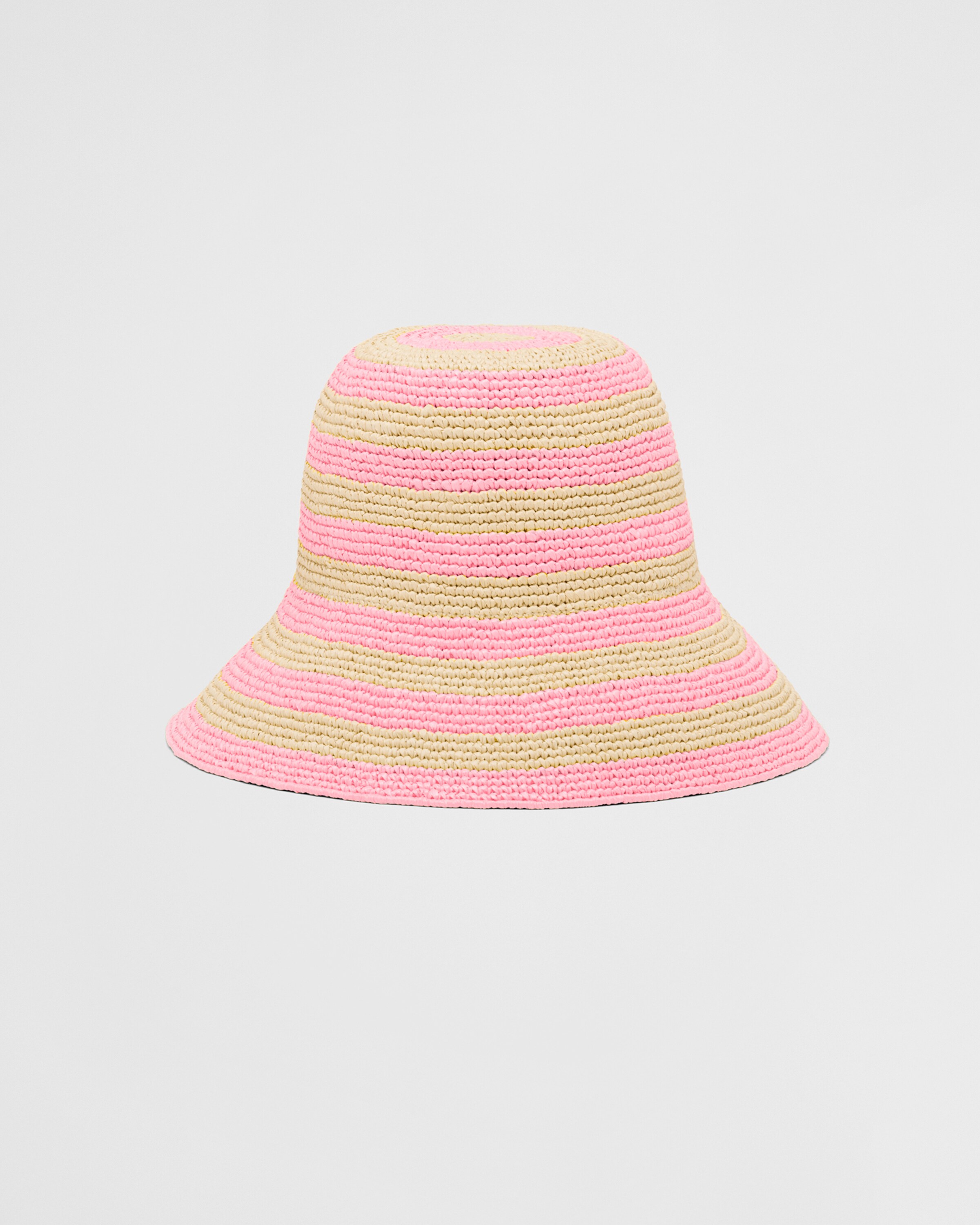 Tan/petal Pink Crochet Bucket Hat | PRADA
