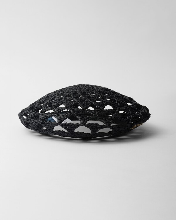 Black/tan Crochet Beret | PRADA