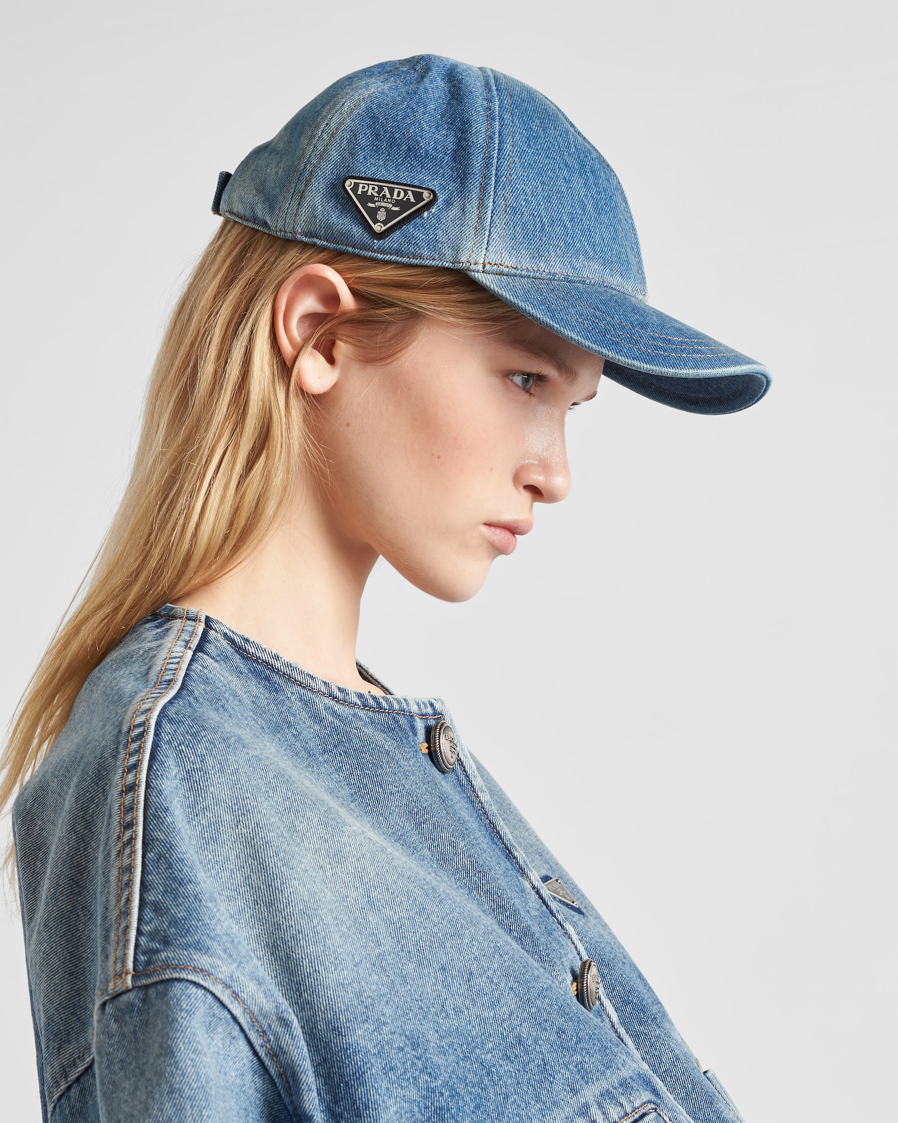 Light Blue Denim Baseball Cap | PRADA