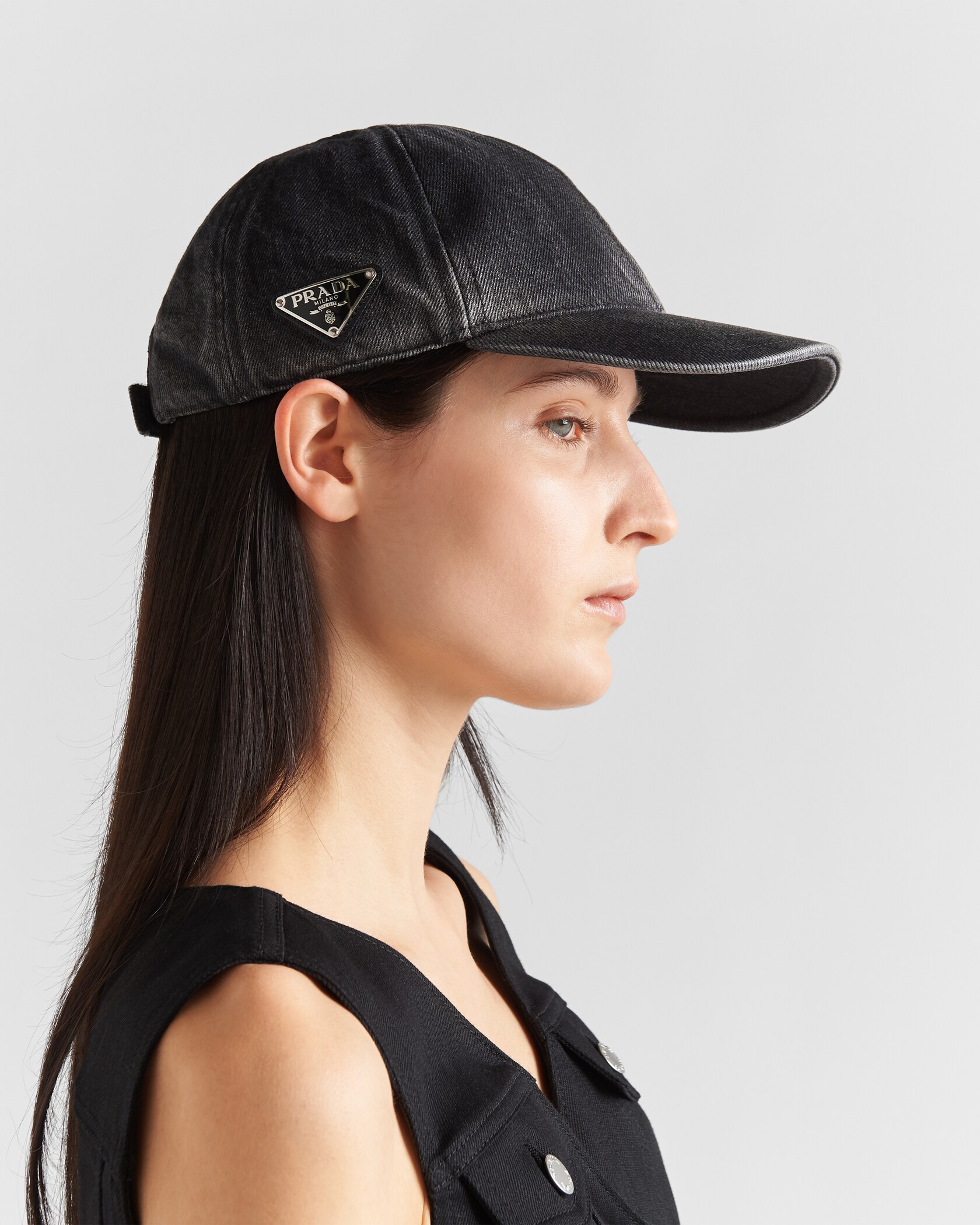 Black Denim Baseball Cap | PRADA