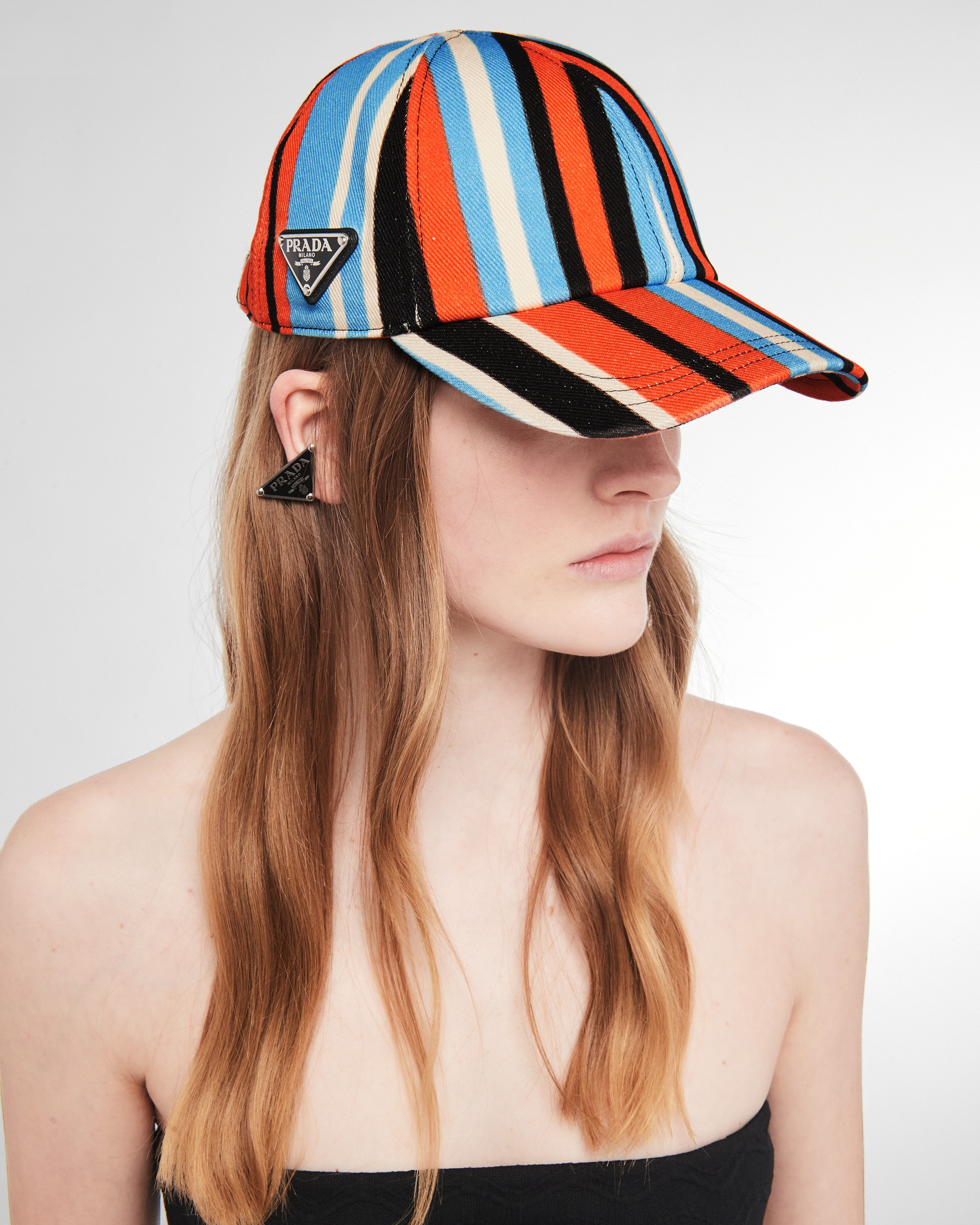 Orange Printed-drill baseball cap | Prada