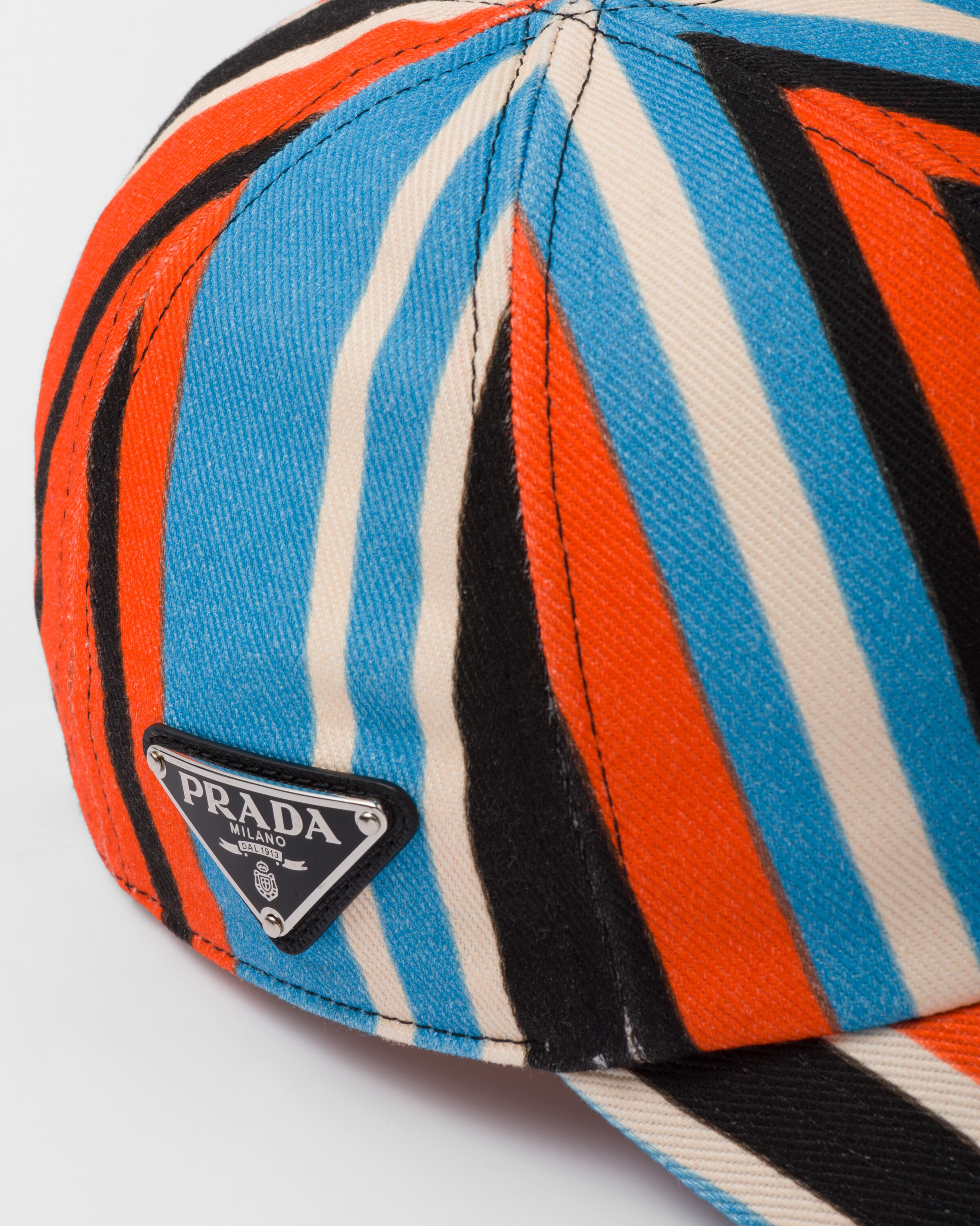 Orange Printed-drill baseball cap | Prada