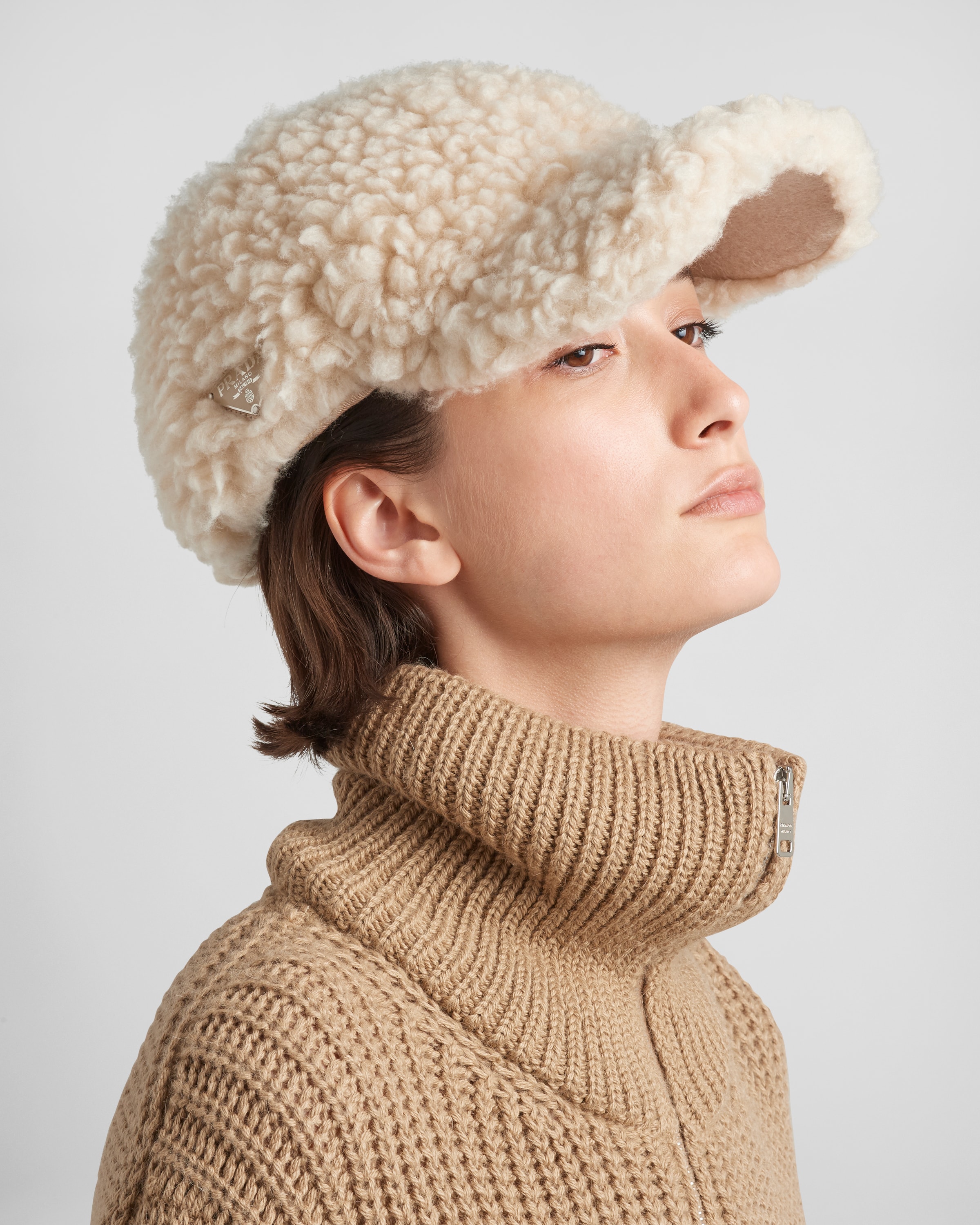 Natural Wool and cashmere baseball cap | Prada