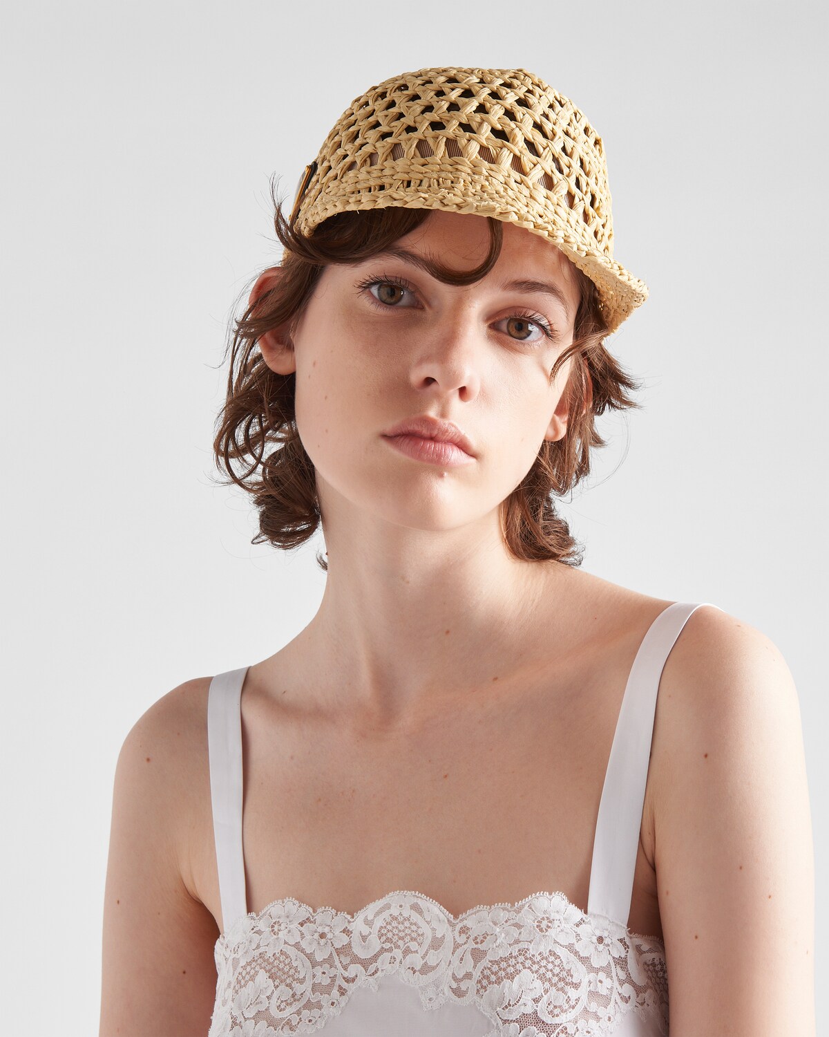 Natural Crochet Visor Cap | PRADA