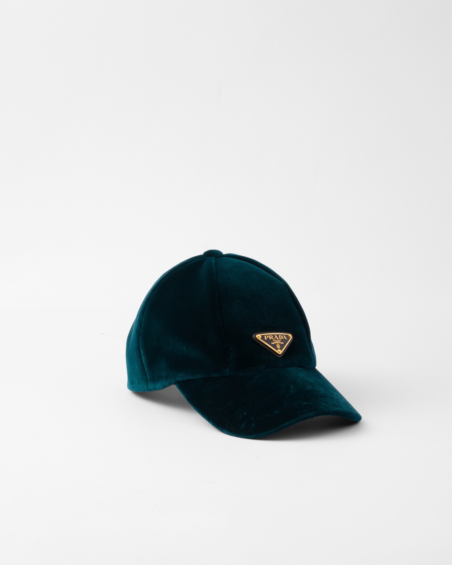 Dark Teal Velvet Baseball Cap | PRADA