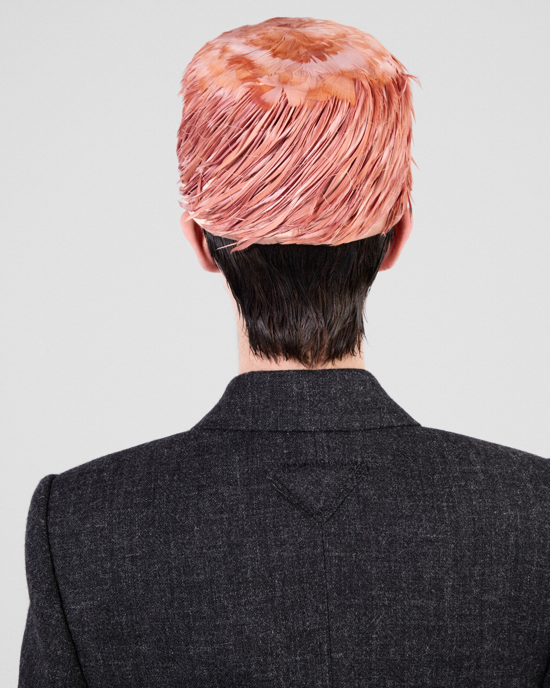 Apricot Patent Leather And Feather Hat | PRADA