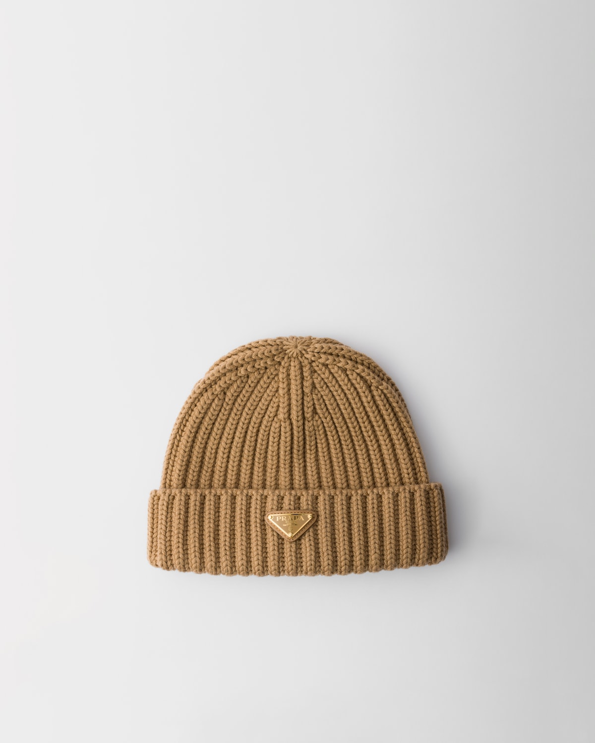 Camel Brown Wool Beanie | PRADA