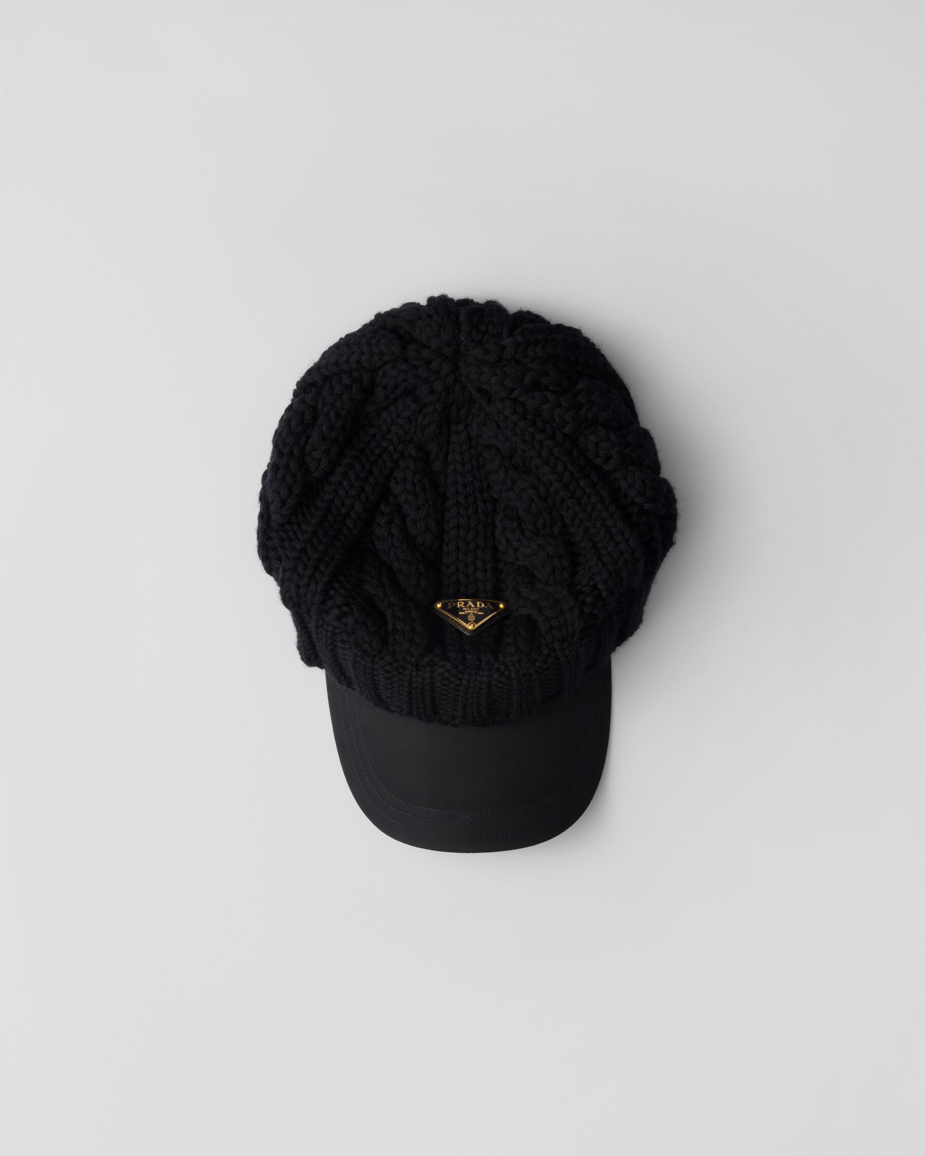 Black Wool And Re-nylon Visor Cap | PRADA