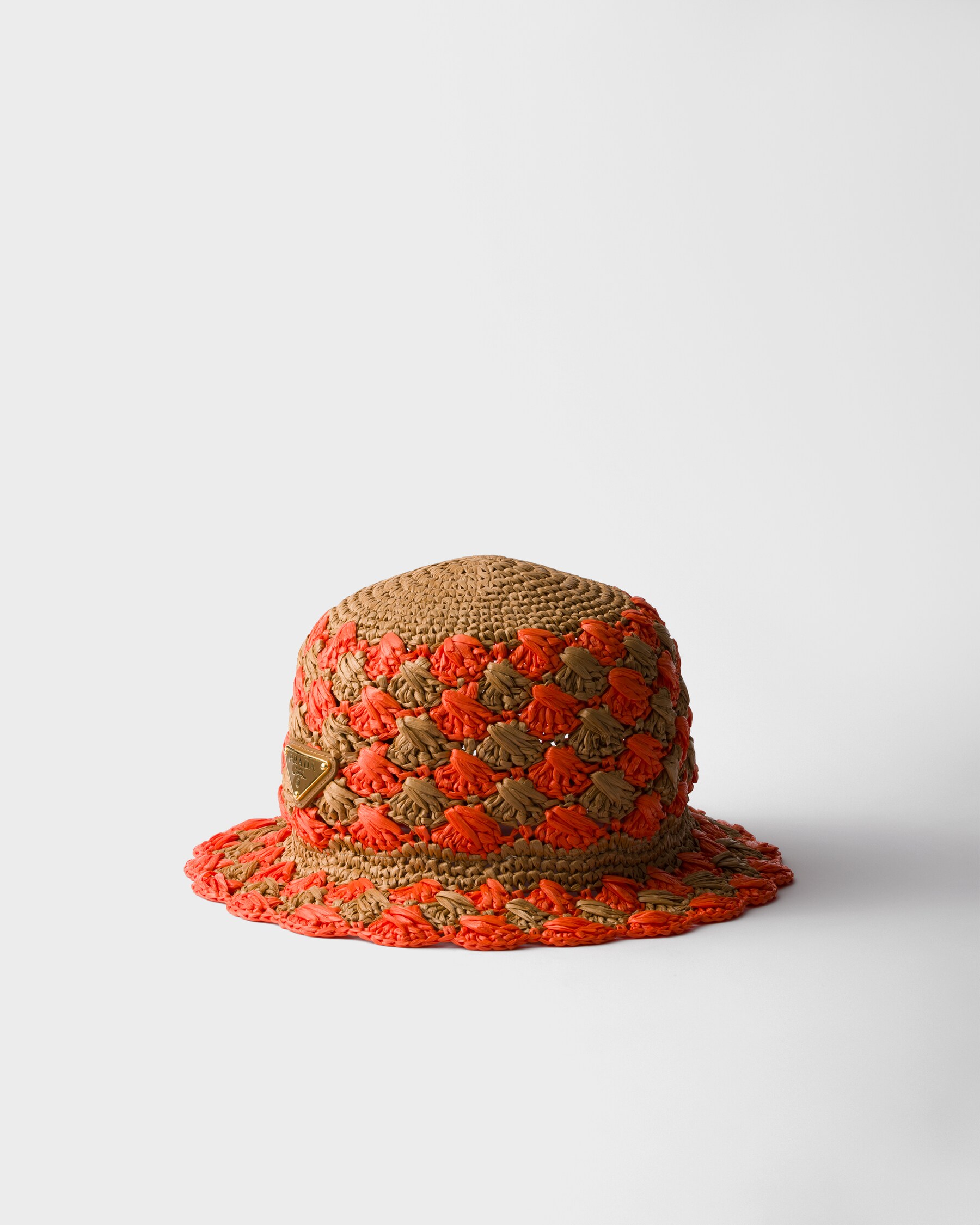 Orange/caramel Crochet Bucket Hat | PRADA