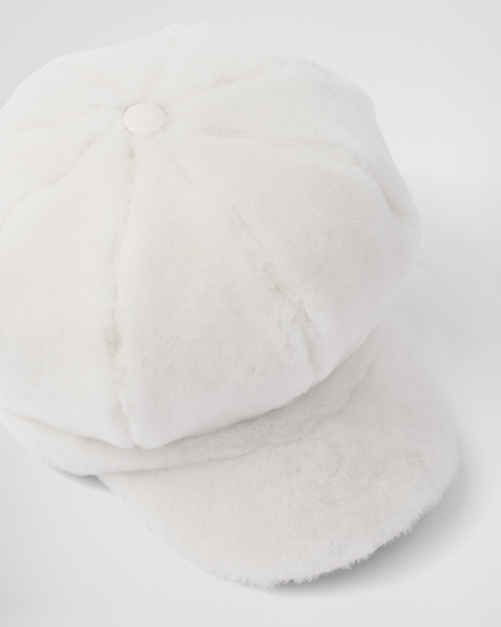 White Shearling Newsboy Cap | PRADA