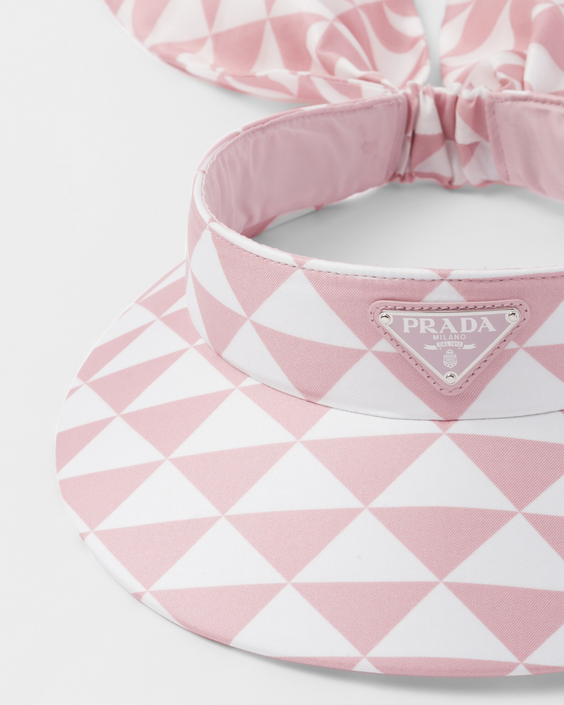 Alabaster White/white Printed Silk Twill Visor | PRADA
