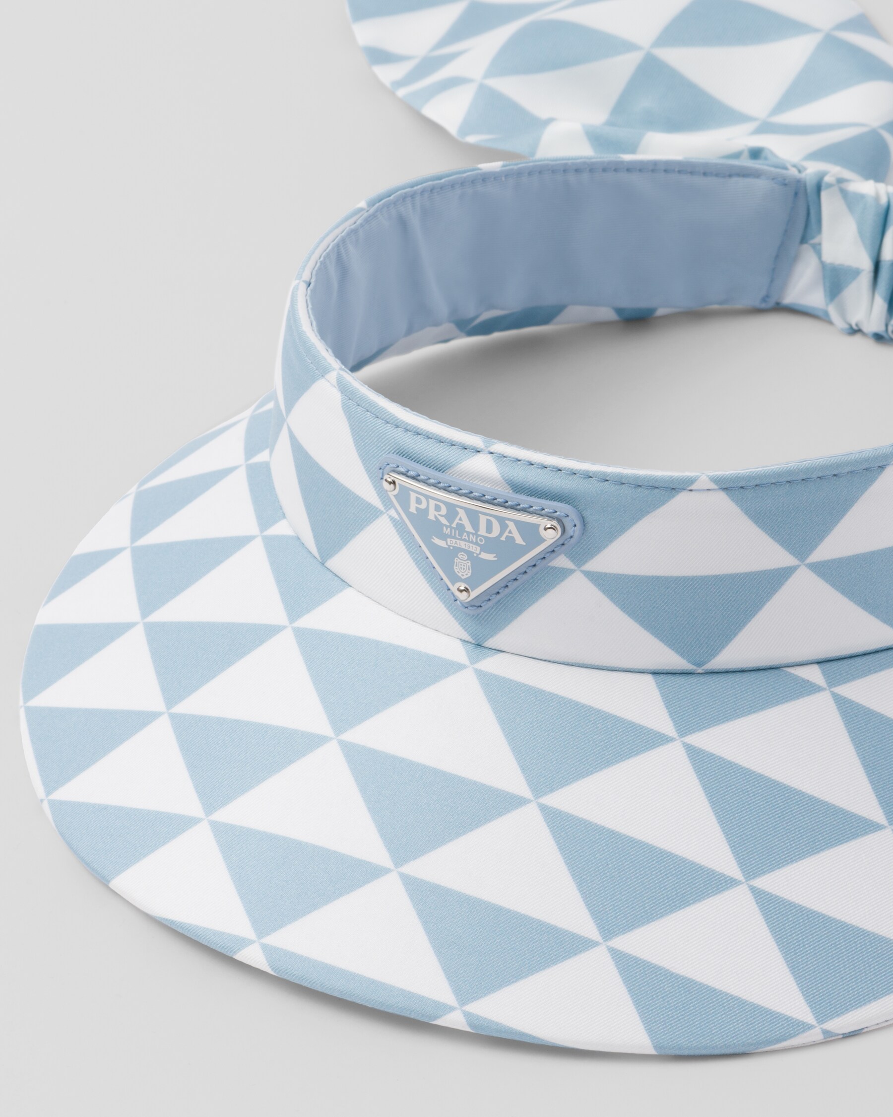 Sky Blue/white Printed Silk Twill Visor | PRADA