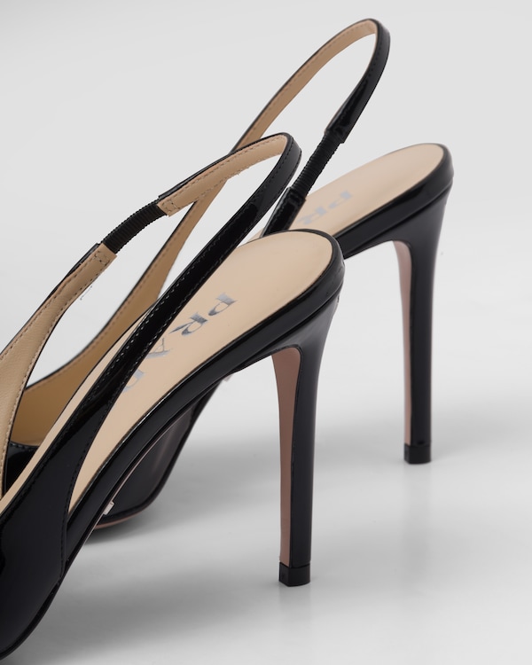 Black Patent Leather Slingbacks | PRADA