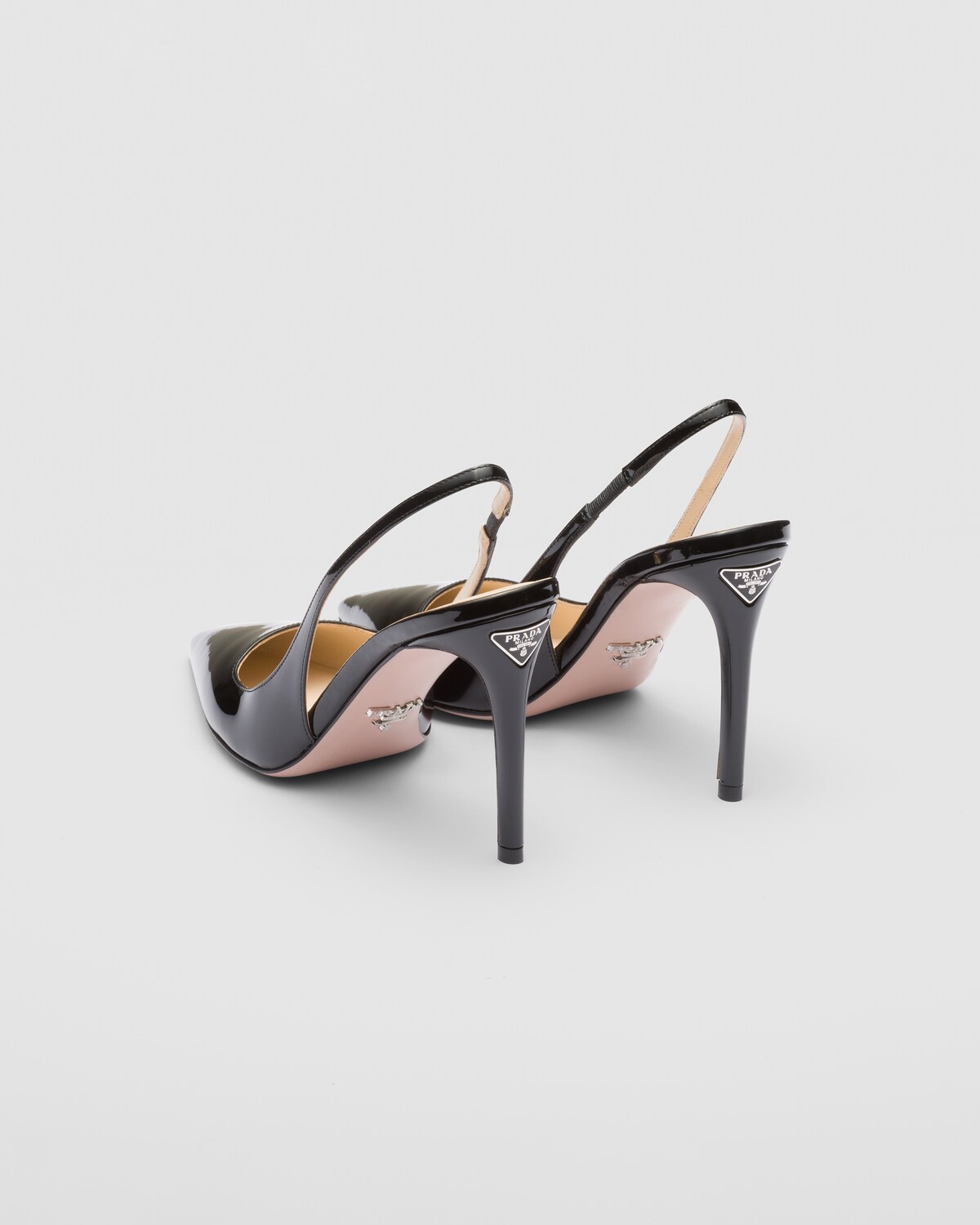 Black Patent Leather Slingbacks | PRADA