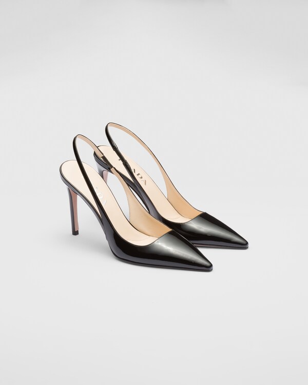 Black Patent Leather Slingbacks | PRADA