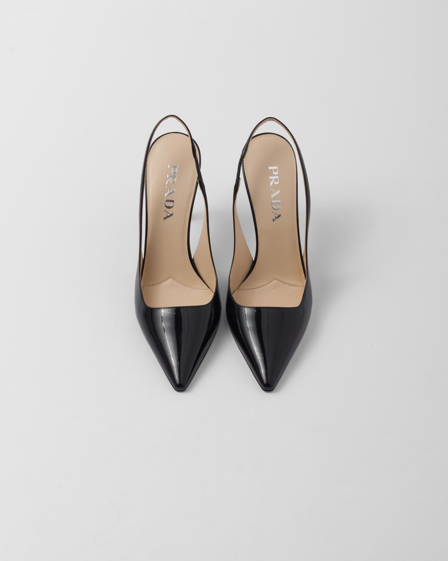 Black Patent Leather Slingbacks | PRADA