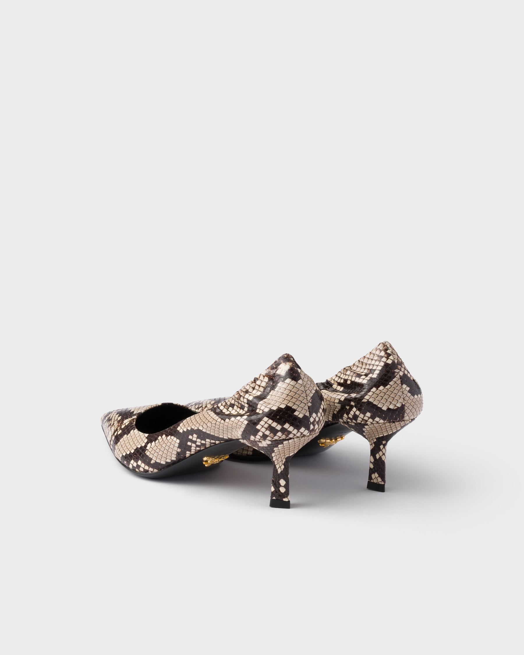Rock Gray Printed Ayers Leather Pumps | PRADA