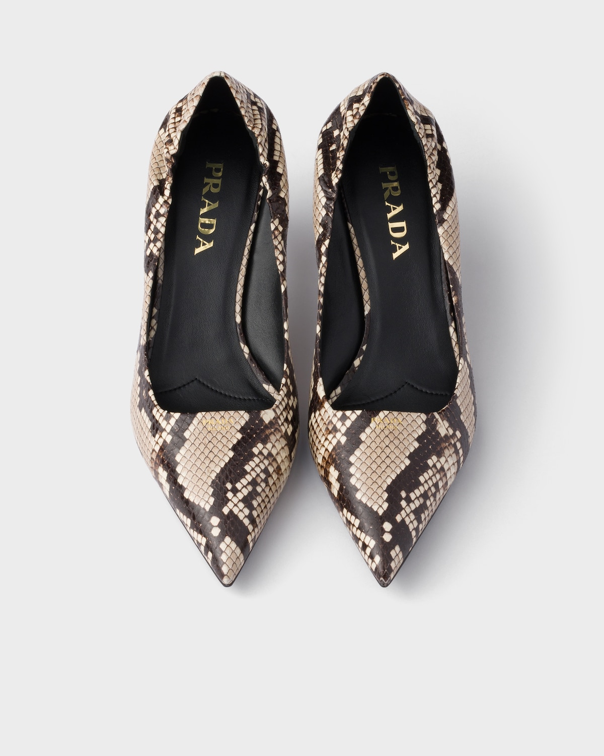 Rock Gray Printed Ayers Leather Pumps | PRADA