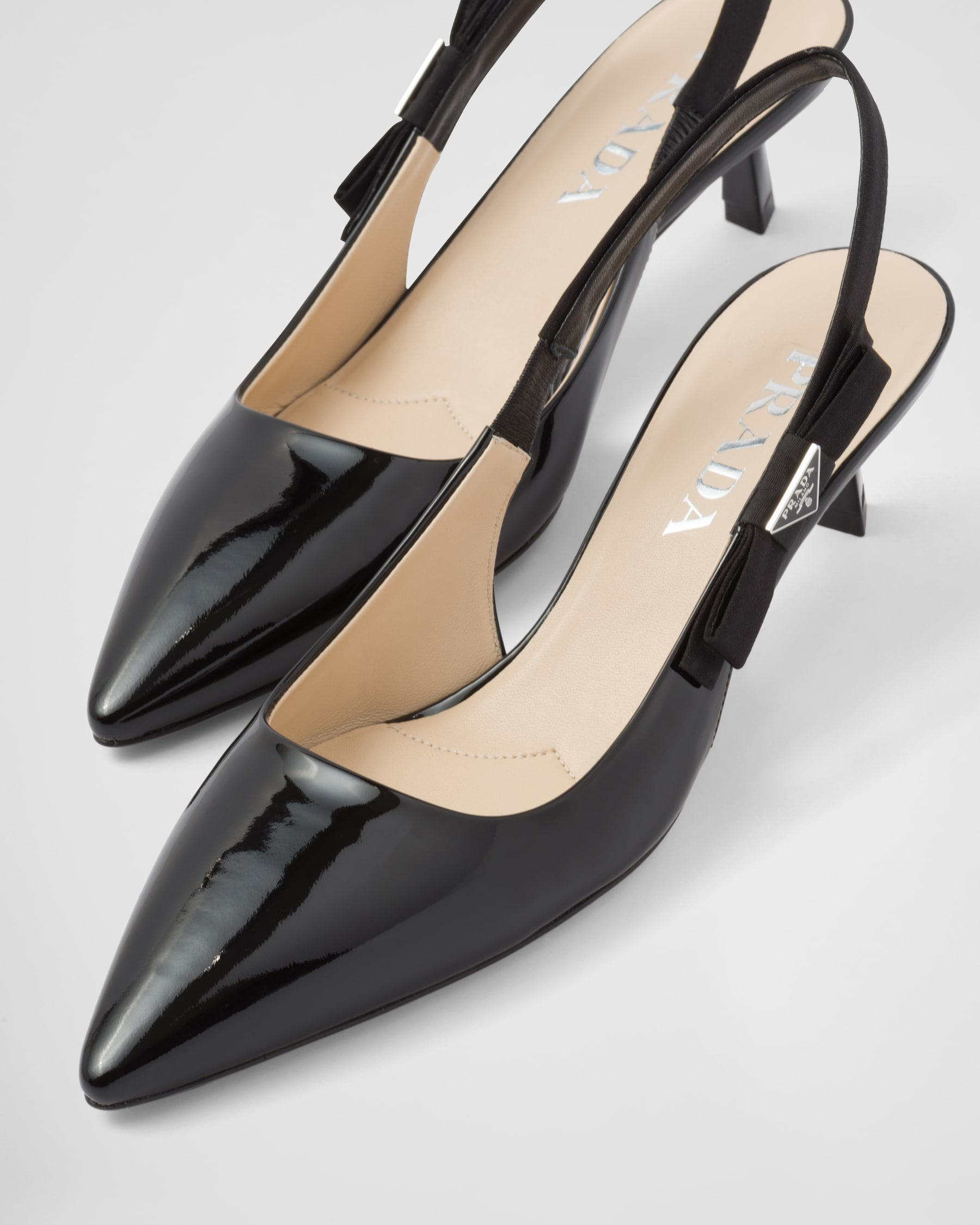 Black Patent Leather Slingbacks | PRADA