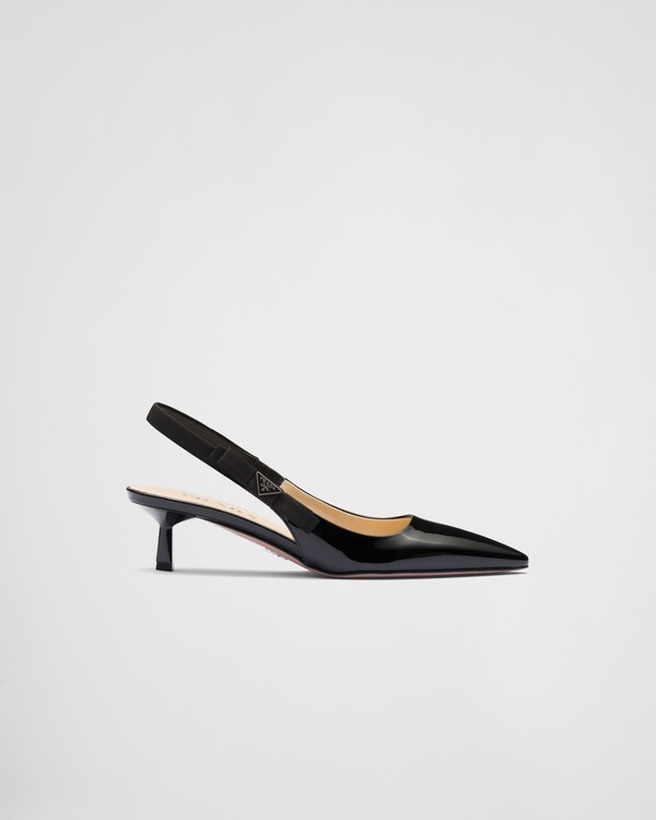 Black Patent Leather Slingbacks | PRADA