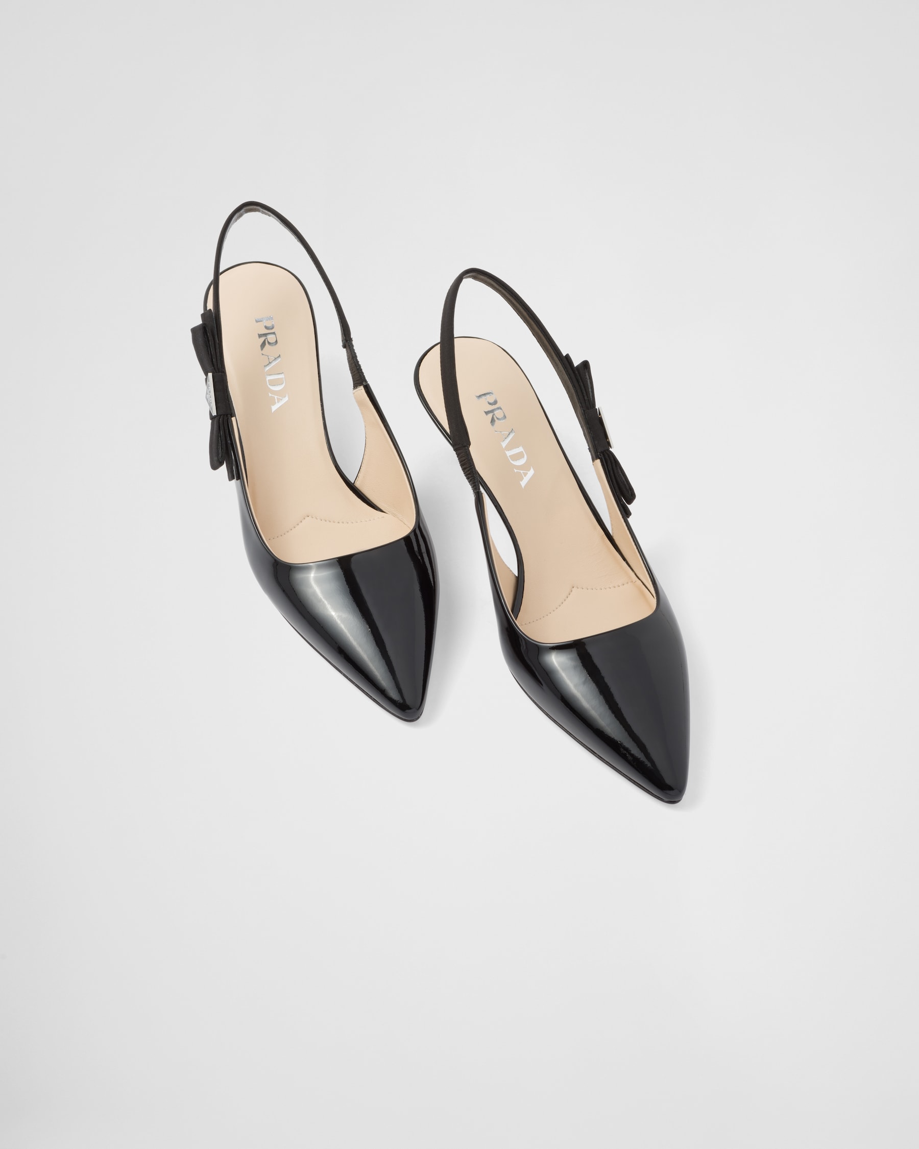 Black Patent Leather Slingbacks | PRADA