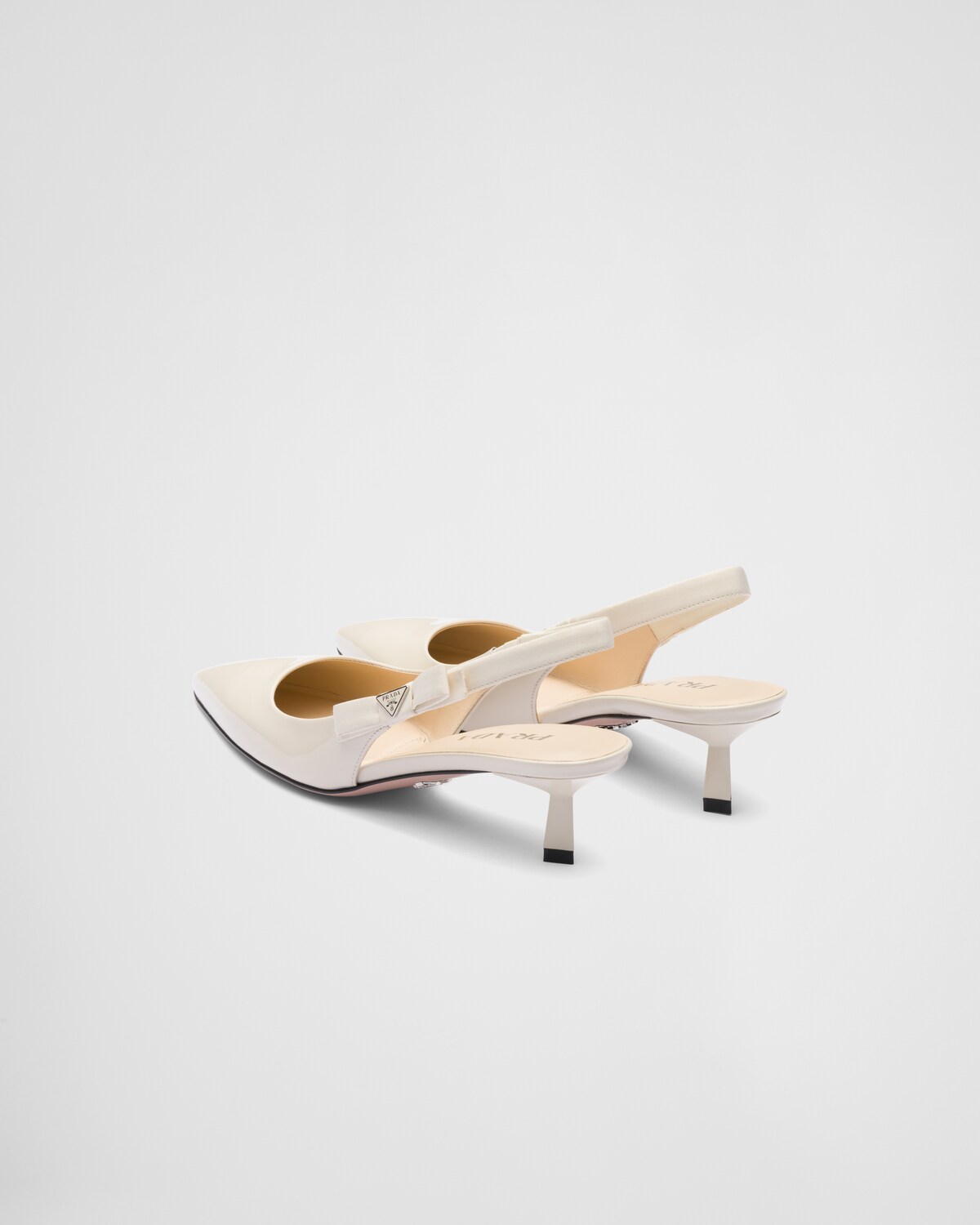 Ivory Patent Leather Slingbacks | PRADA