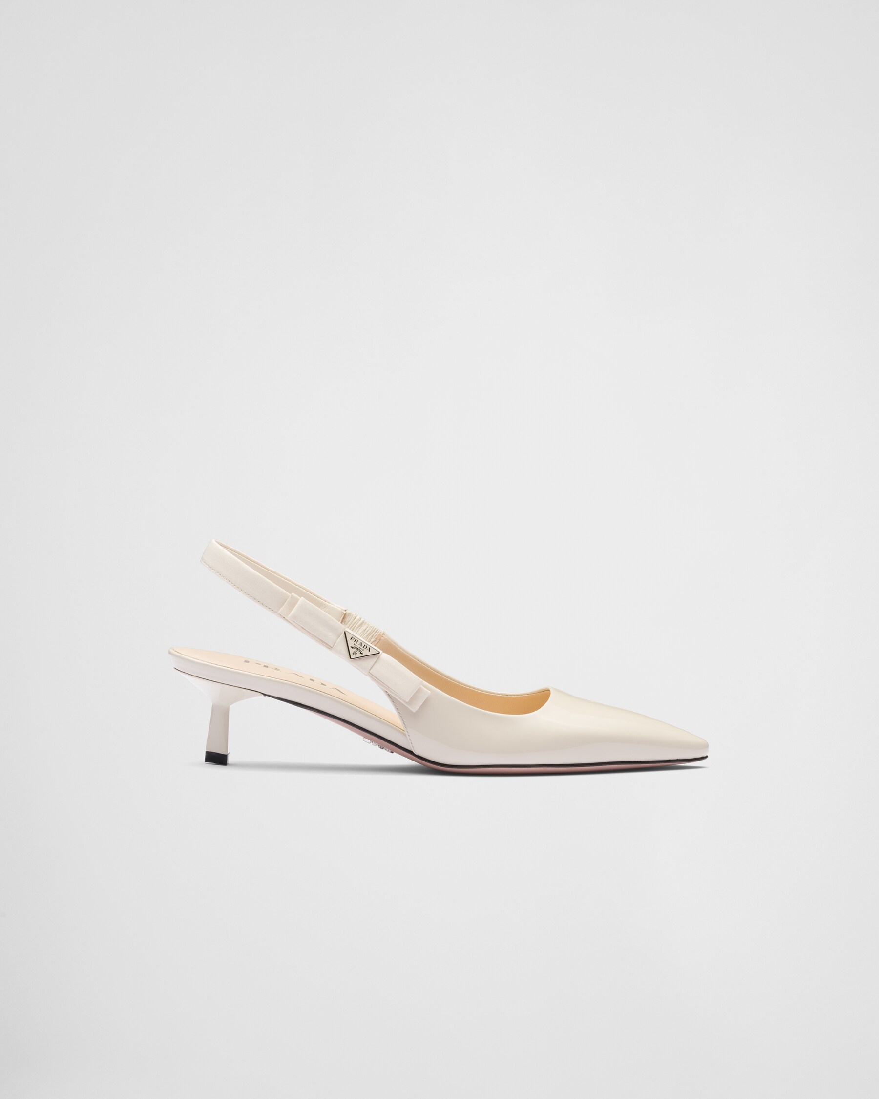 Ivory Patent Leather Slingbacks | PRADA