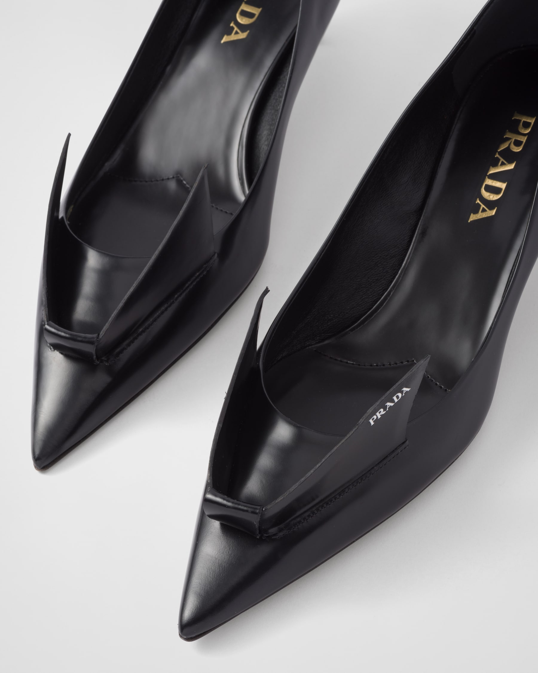 Black Brushed Leather Pumps | PRADA