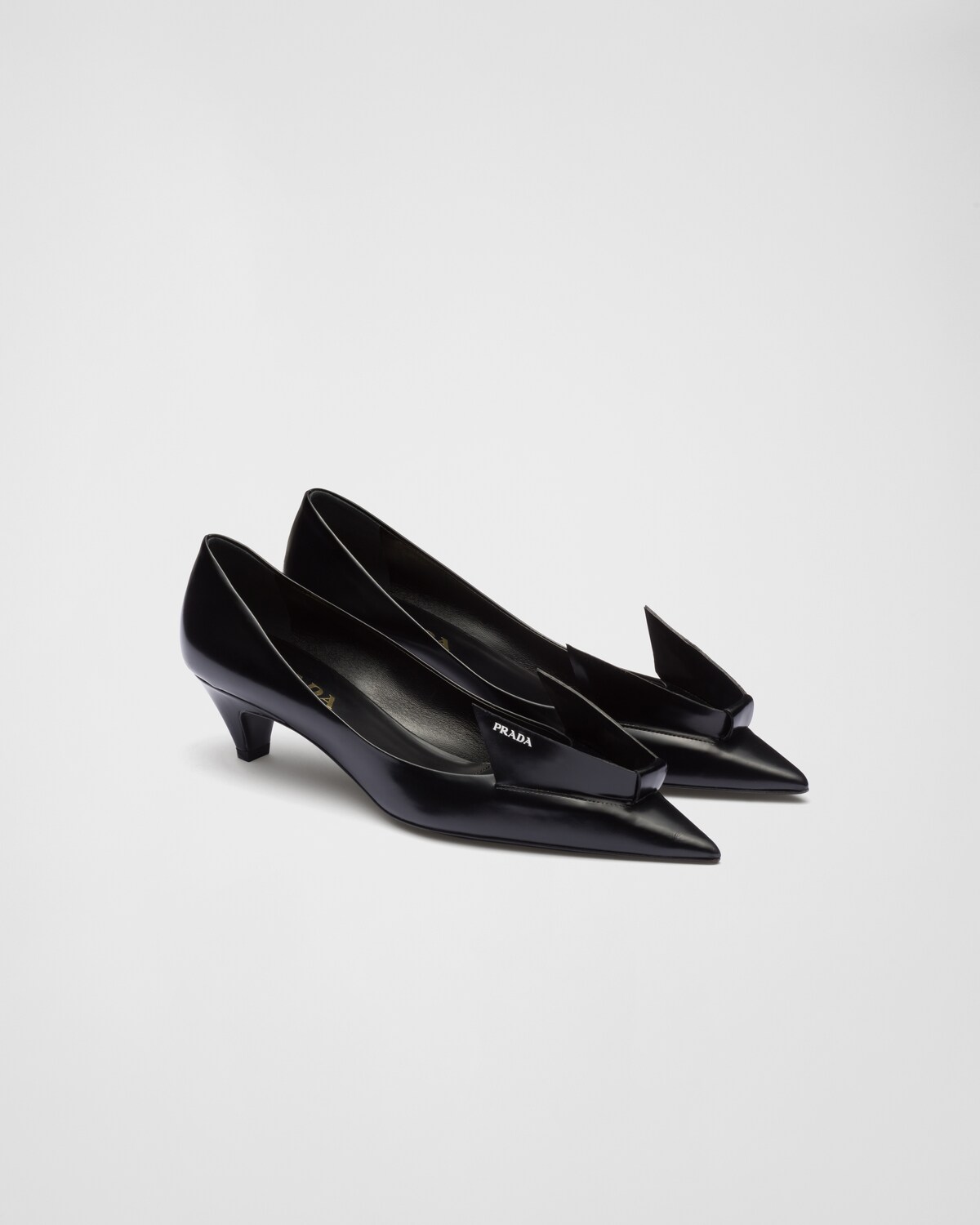 Black Brushed Leather Pumps | PRADA