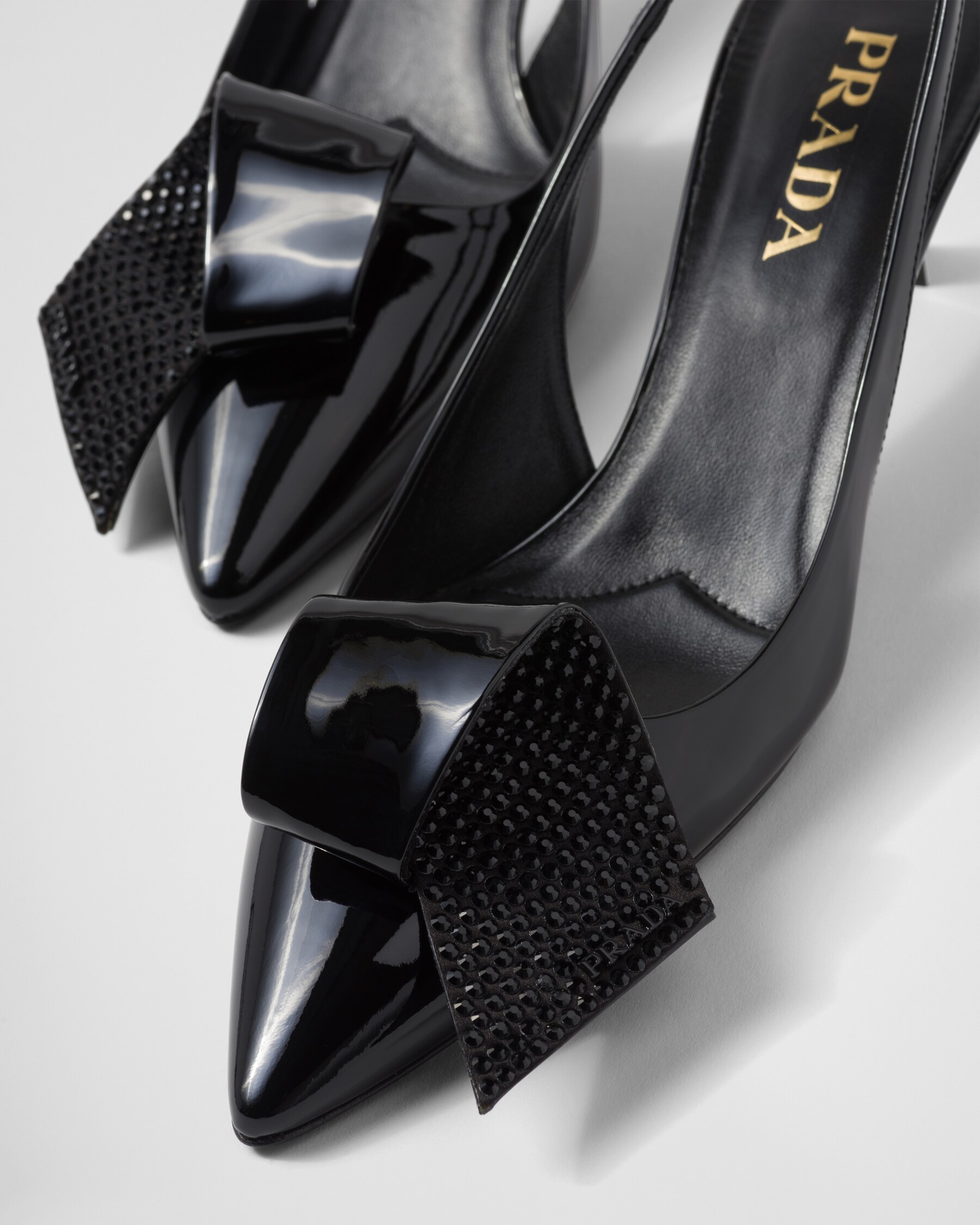 Black Patent Leather Slingback Pumps | PRADA