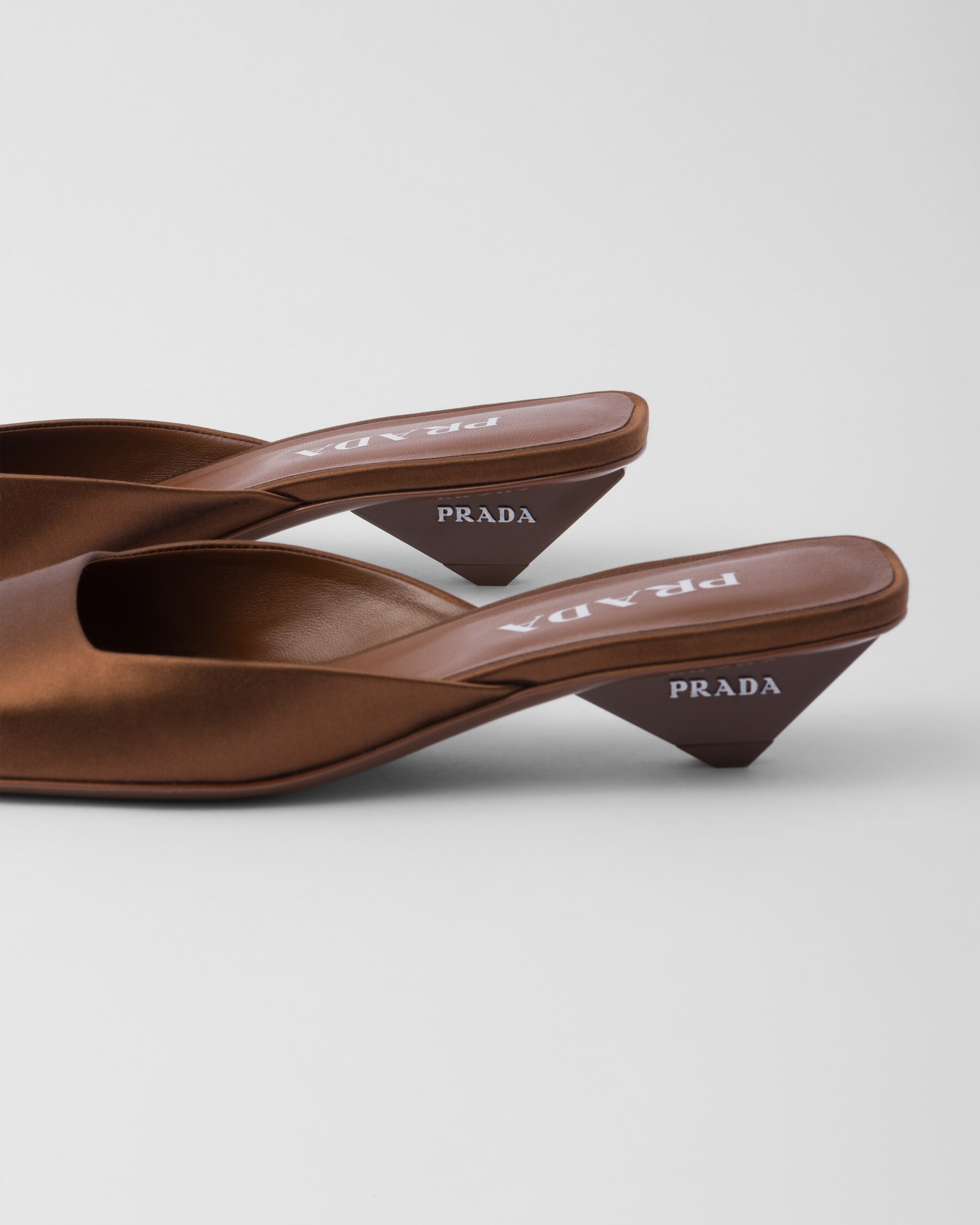 Tobacco Satin Mules | PRADA