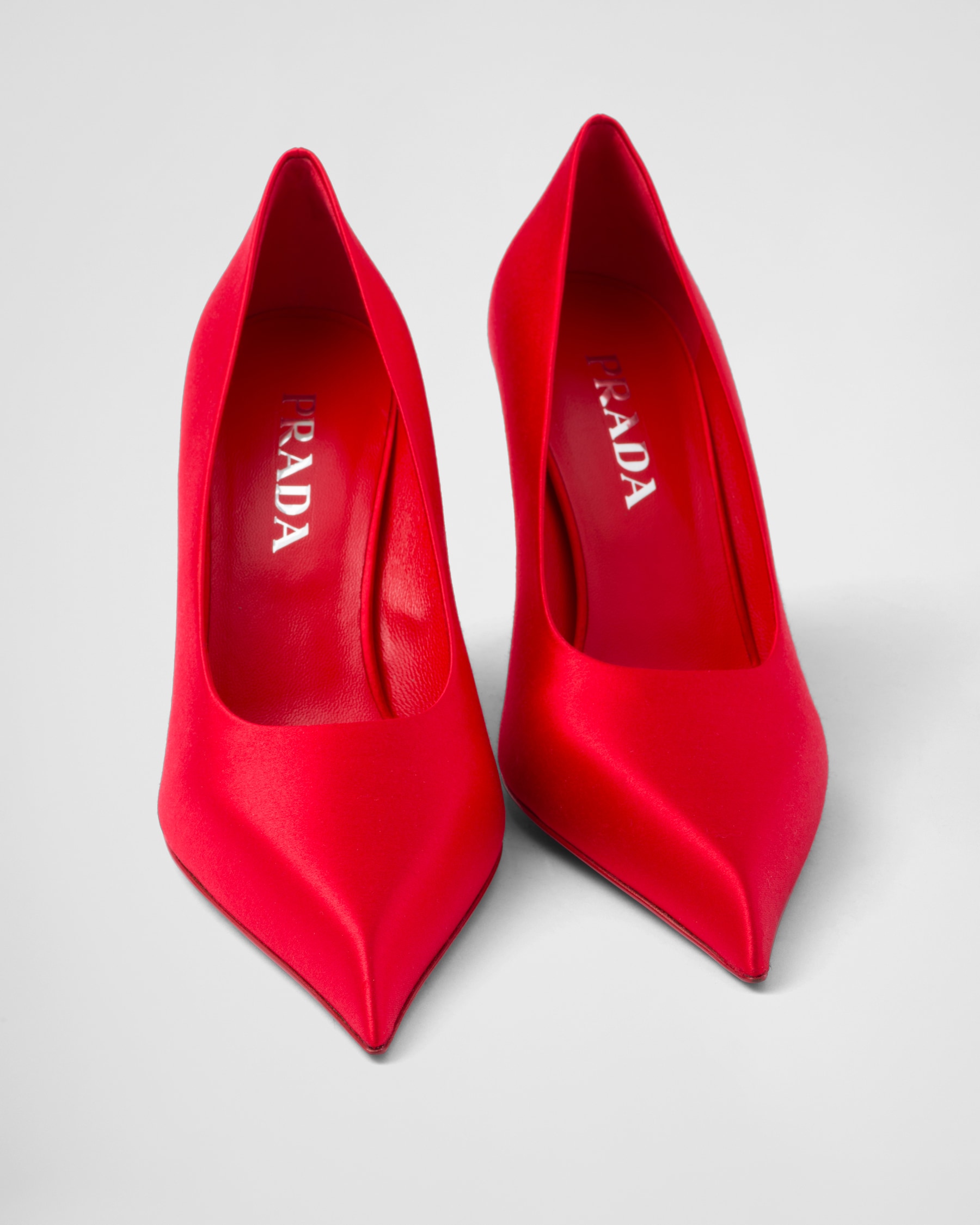 Fiery Red Satin Pumps | PRADA