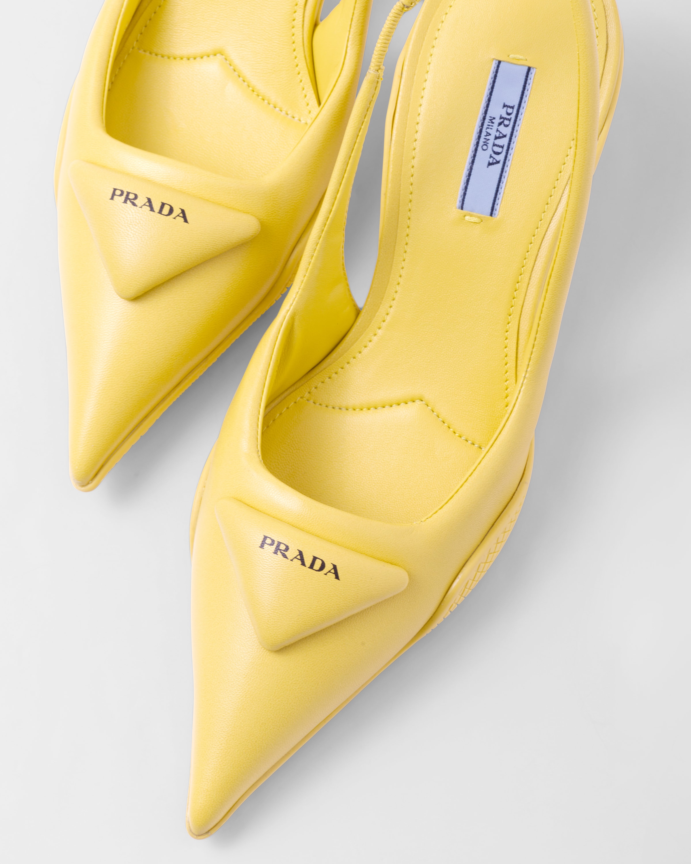 Pineapple Soft padded leather slingback pumps | Prada