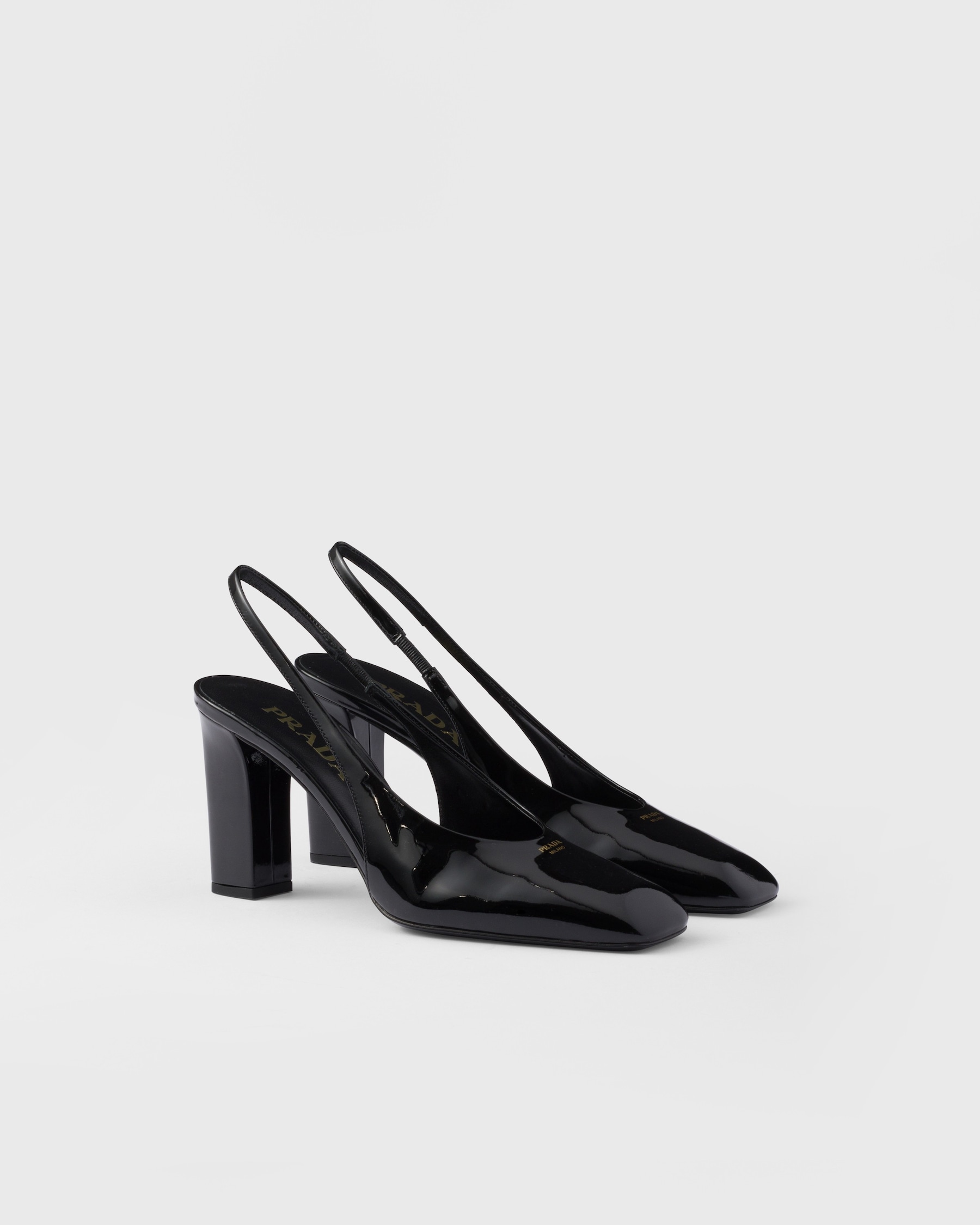 Black Patent Leather Slingback Pumps | PRADA
